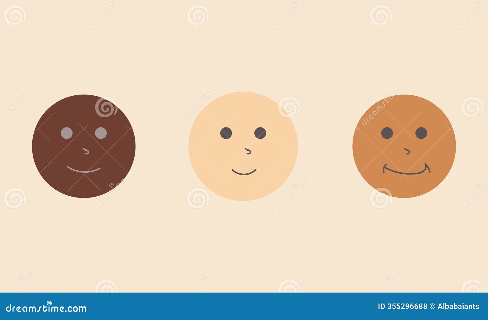 Smiling Faces Of Different Skin Tones. Inclusivity, Simple Shapes ...