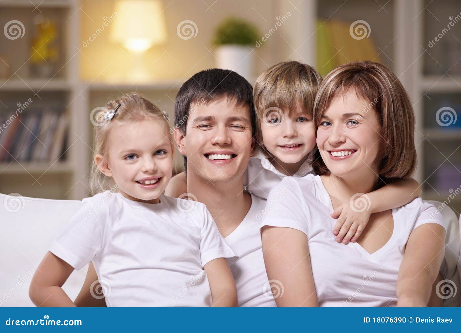 Smiling family stock photo. Image of interior, love, daughter - 18076390
