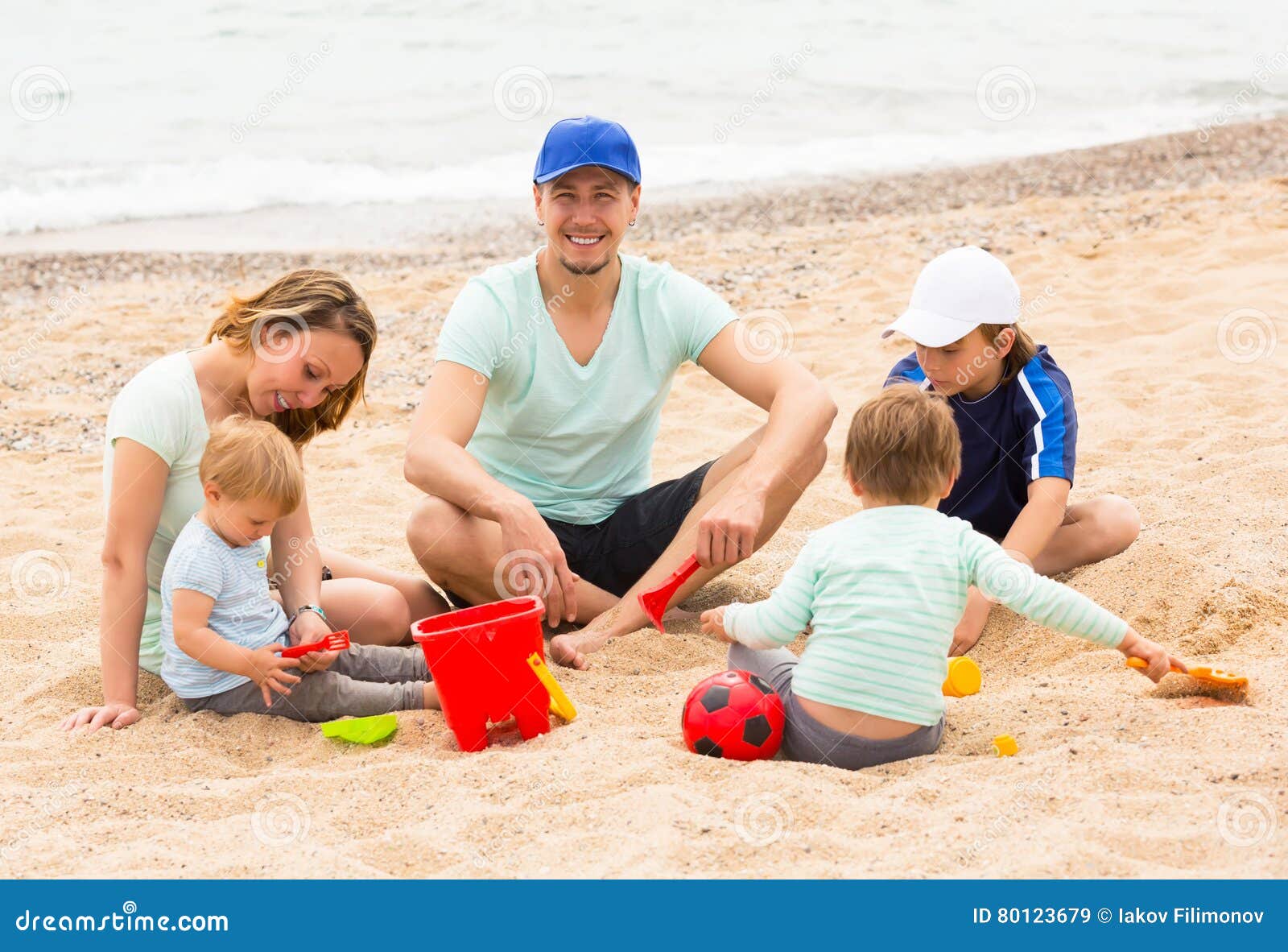 Smiling Family with Children Stock Image - Image of childhood, american ...