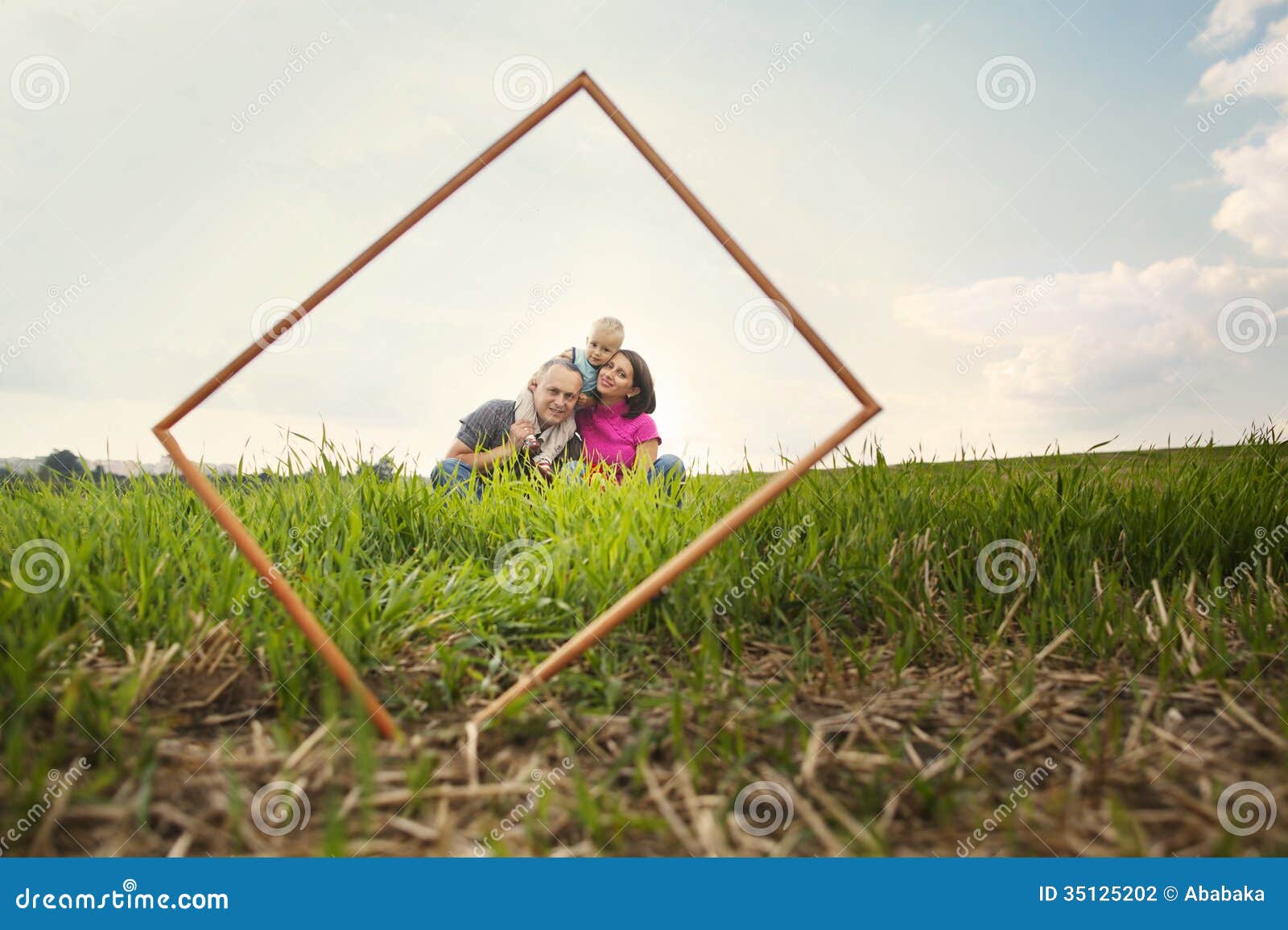 Smiling Family through Frame Stock Photo - Image of smiling, playful ...