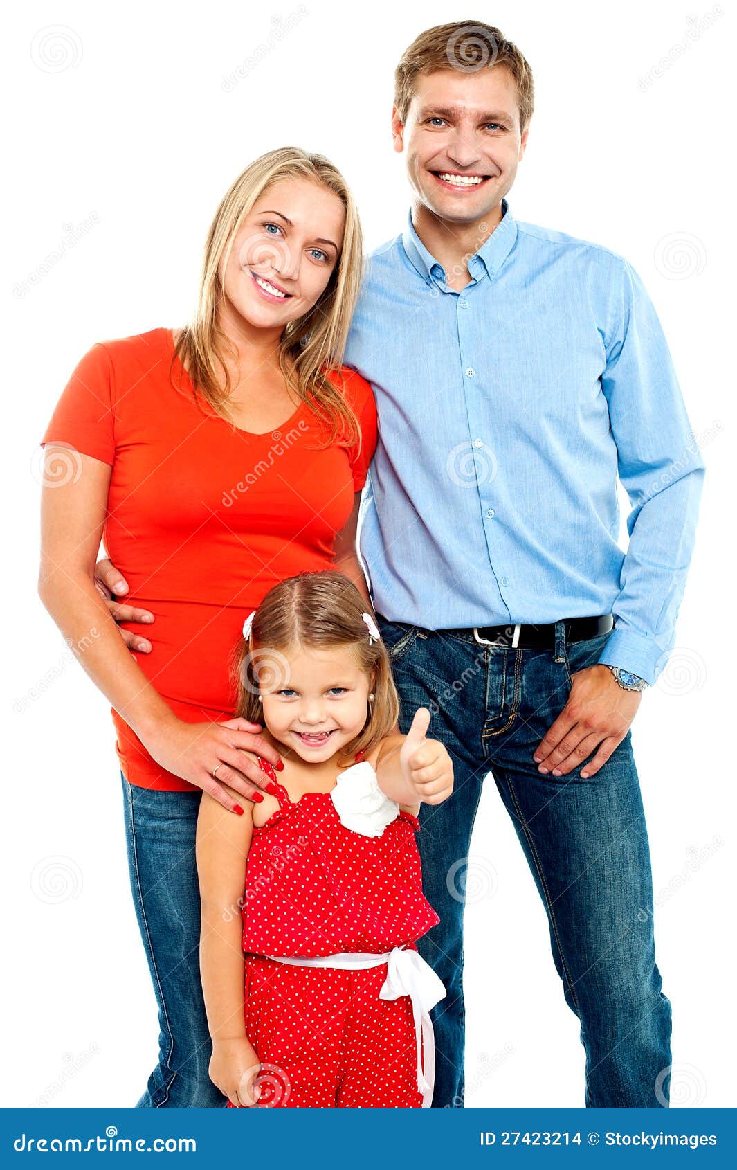 Smiling Family on a White Background Stock Photo - Image of childhood ...