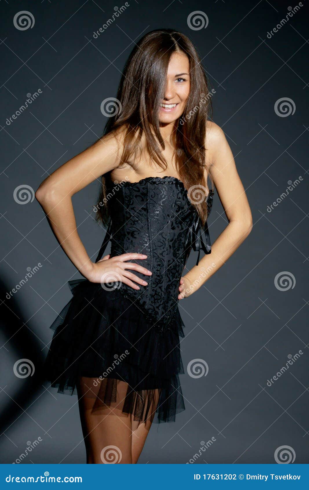 Smiling fashion model stock photo. Image of female, black - 17631202