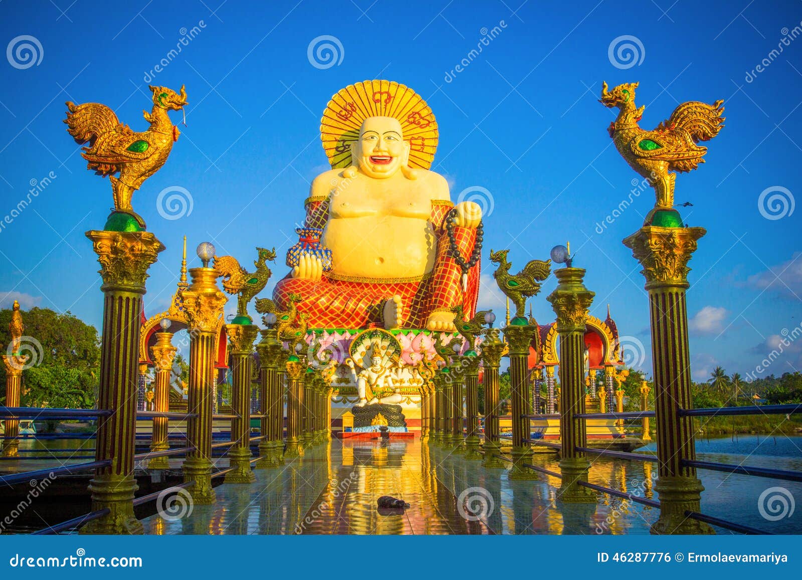 Smiling Fat Buddha of Wealth Statue on Koh Samui, Stock Photo - Image ...