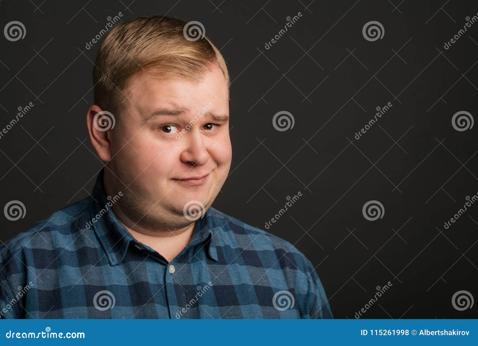 Smiling Fat Man on Black Background Stock Photo - Image of emotion ...