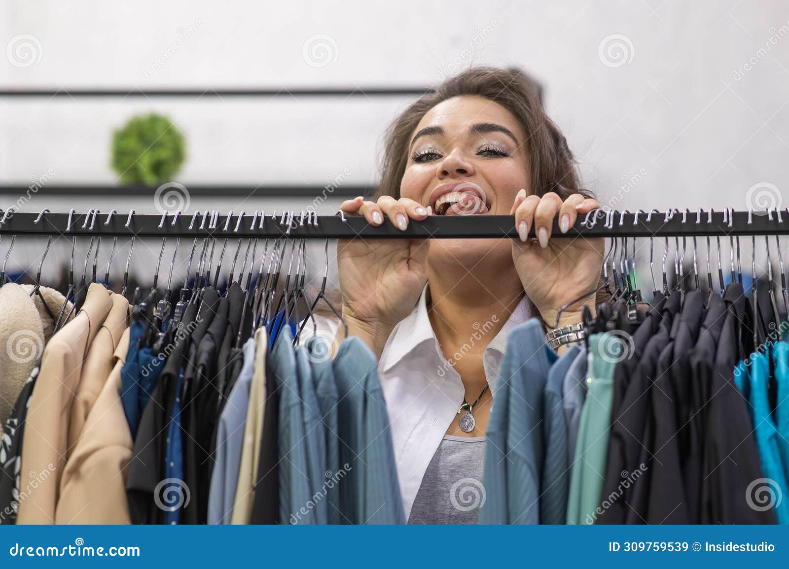Smiling Fat Woman in Plus Size Store Looking at Camera. Stock Image ...