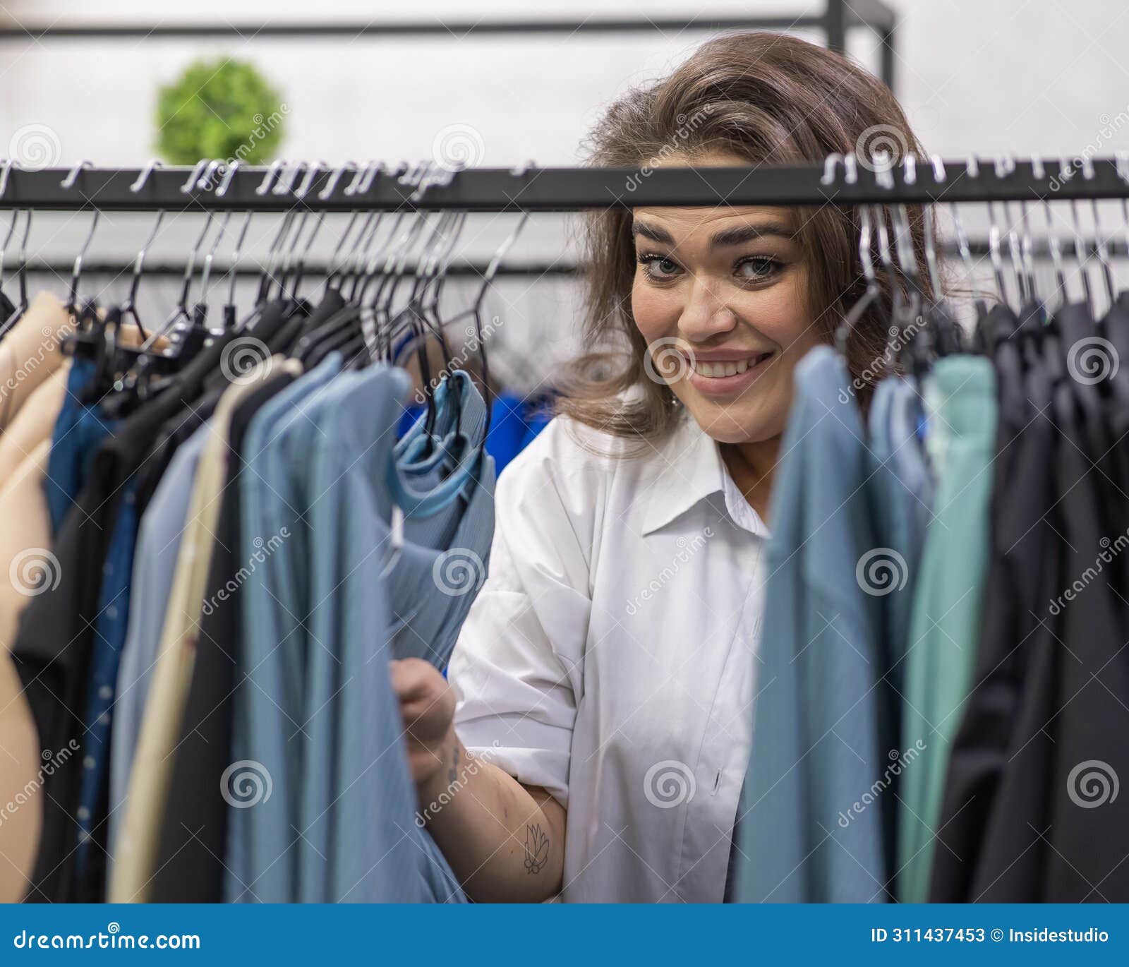 Smiling Fat Woman in Plus Size Store Looking at Camera. Stock Image ...