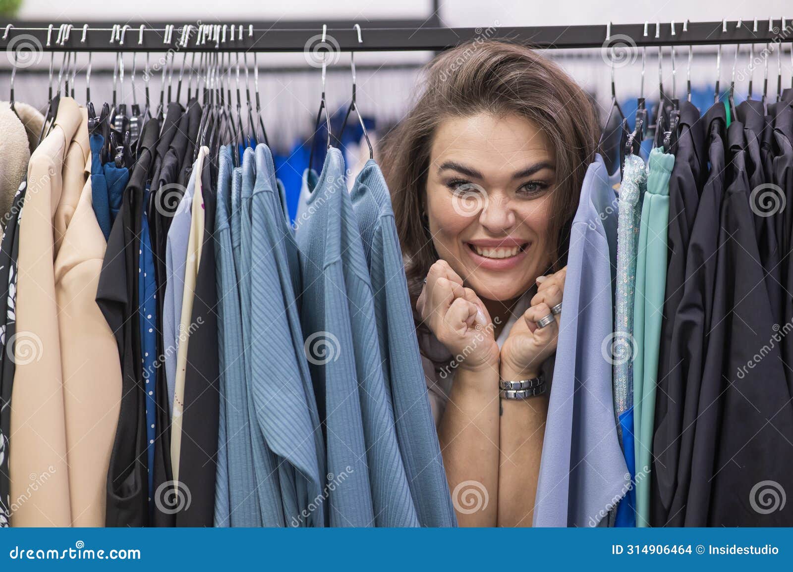 Smiling Fat Woman in Plus Size Store Looking at Camera. Stock Photo ...