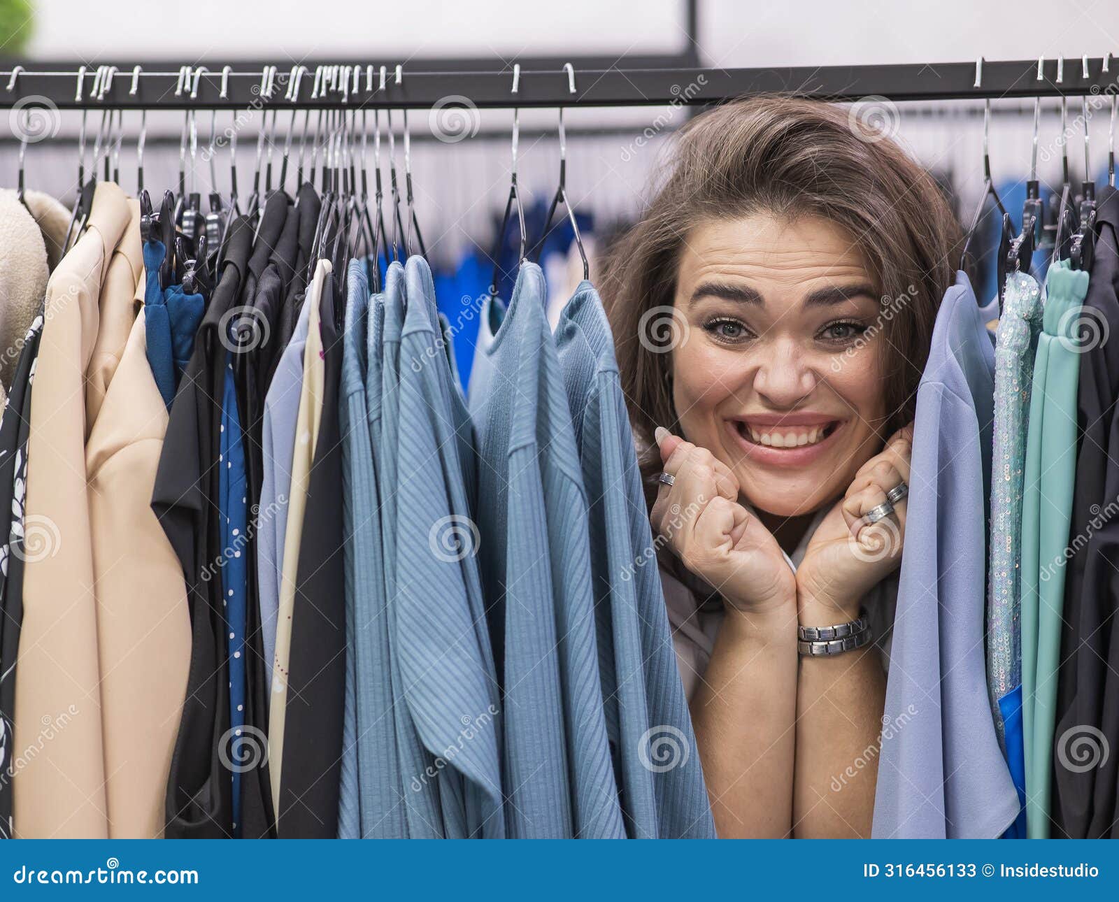 Smiling Fat Woman in Plus Size Store Looking at Camera. Stock Image ...