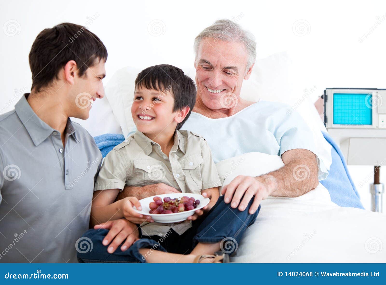 Smiling Father and His Son Visiting Grandfather Stock Photo - Image of ...