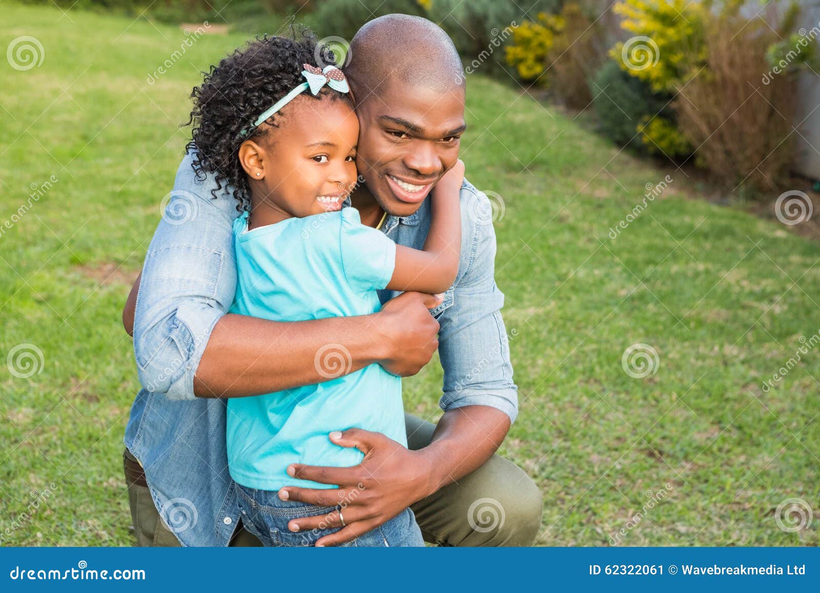 Smiling Father Hugging His Daughter Stock Image - Image of family ...