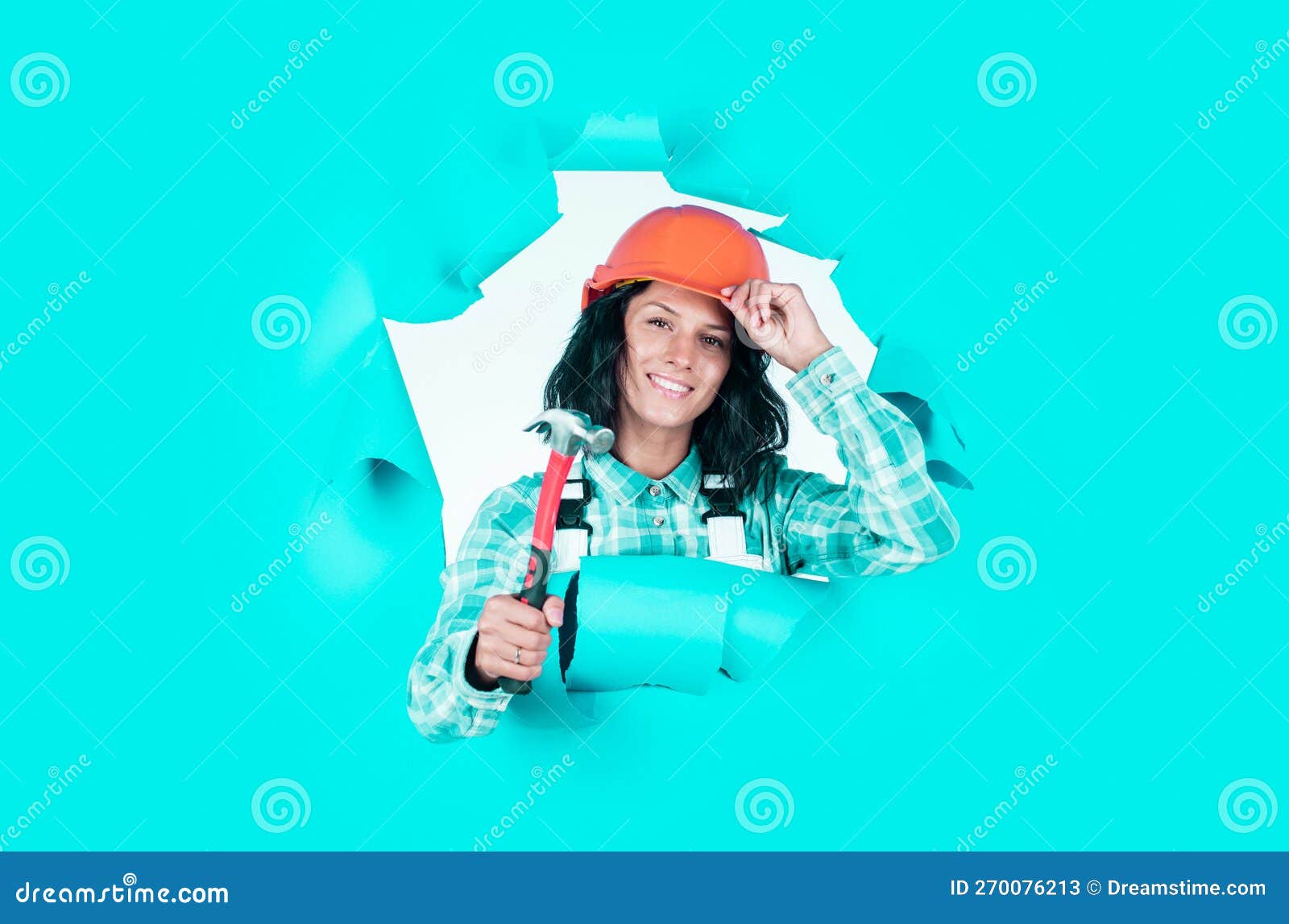 Smiling Female Architect in Safety Hard Hat, Building Stock Image ...