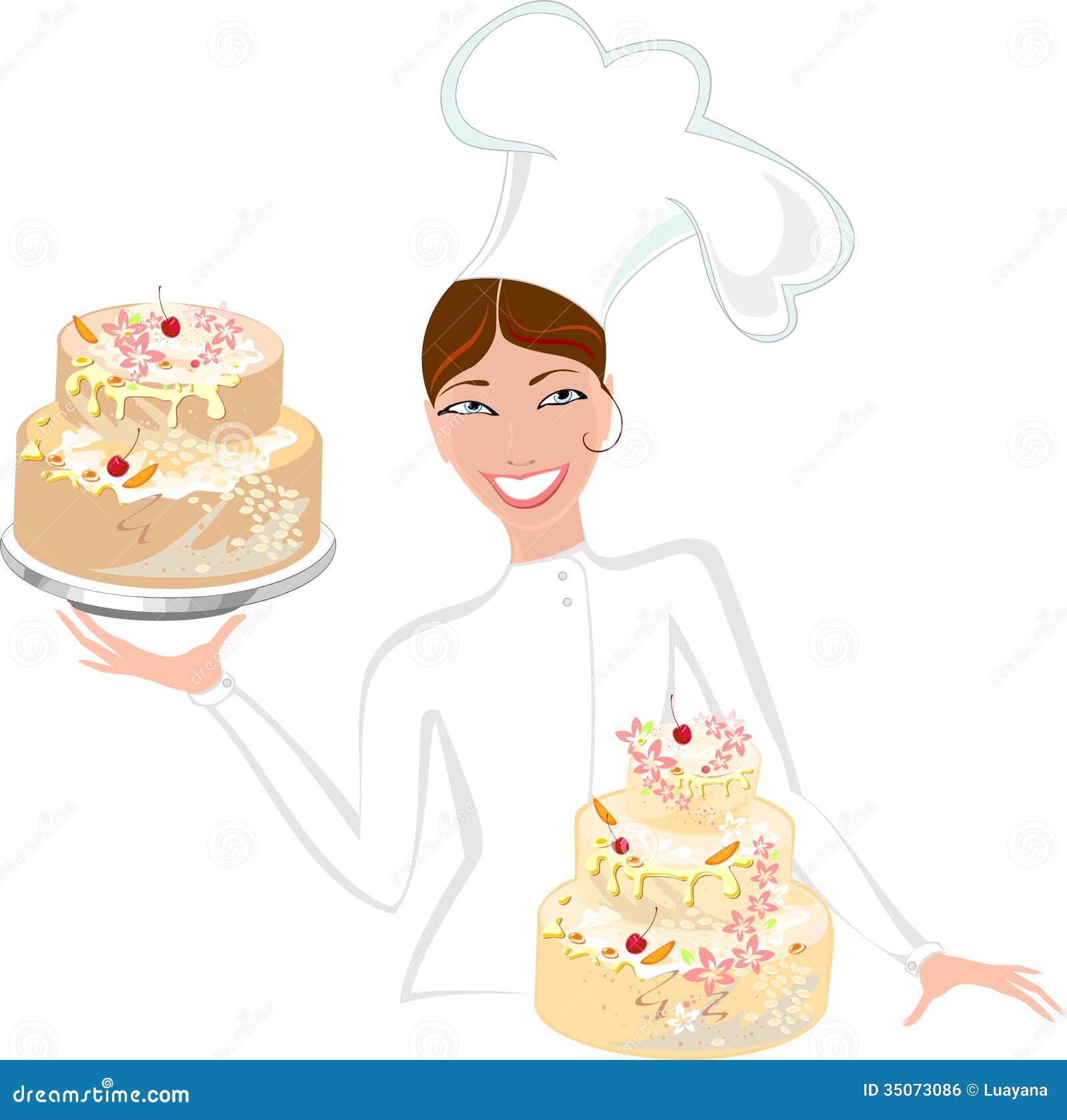 Smiling female baker stock vector. Illustration of healthy - 35073086