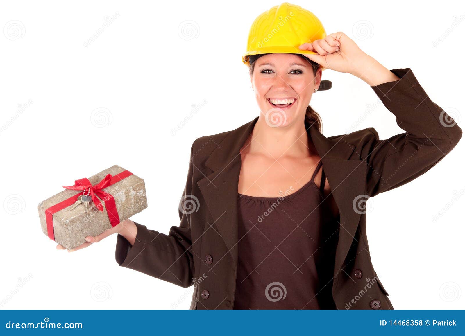 Smiling Female Building Contractor Stock Photo - Image of house ...