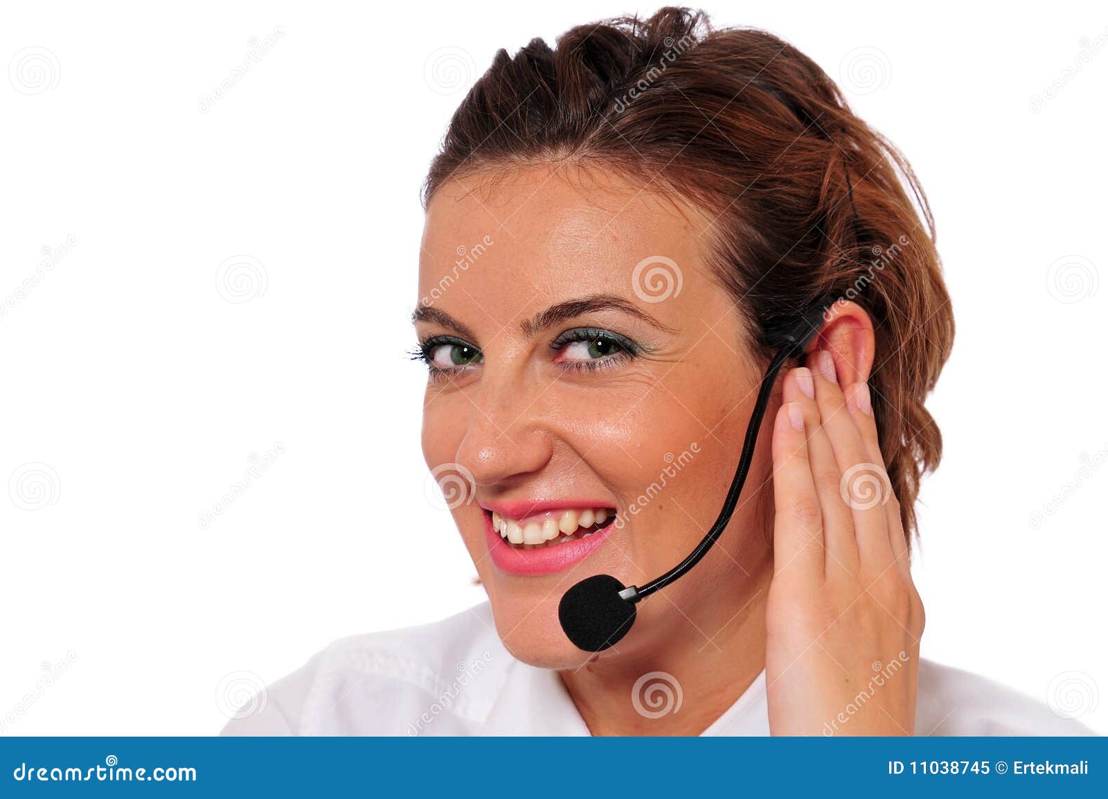 Smiling Female Call Agent stock image. Image of lady - 11038745