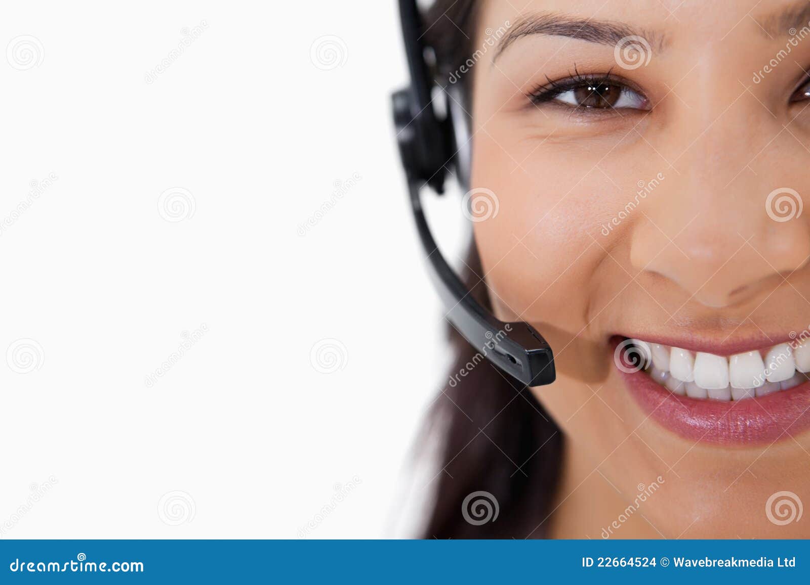 Smiling Female Call Center Agent with Headset Stock Photo - Image of ...
