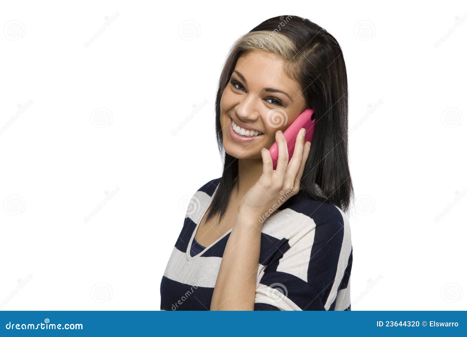Smiling Female On Cell Phone Stock Photo - Image of call, communication ...