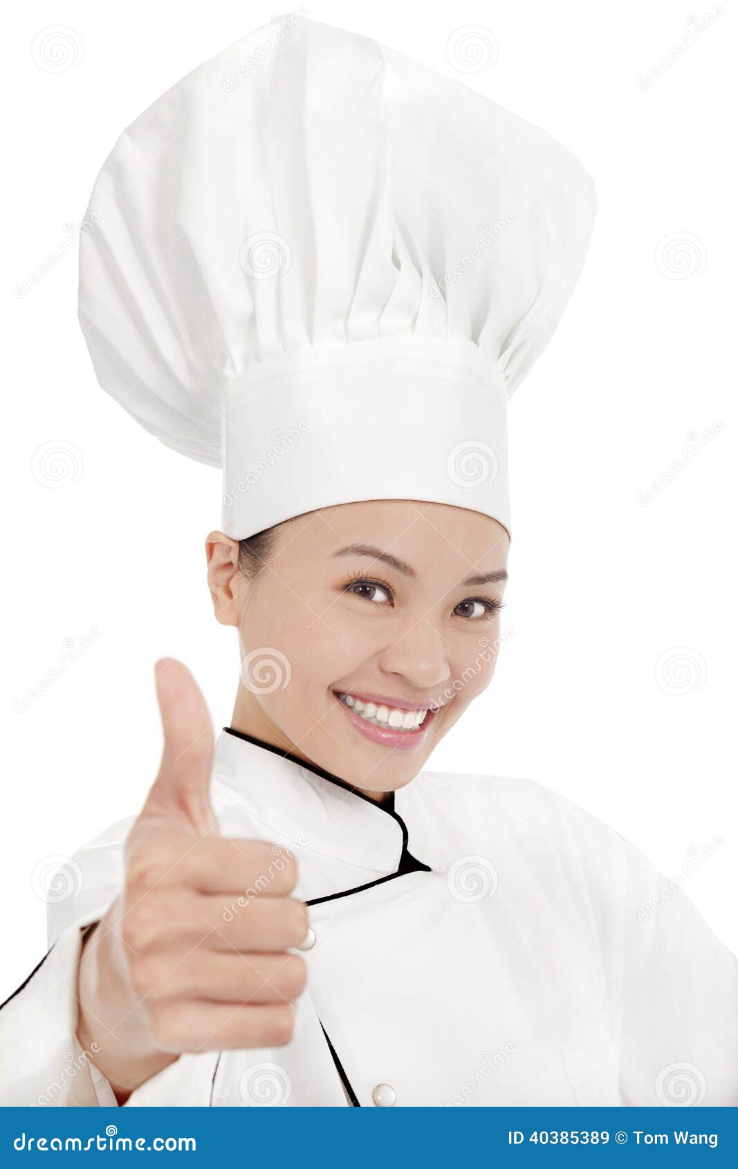 Smiling Female Chef, Cook or Baker Showing Thumbs Up Stock Image ...