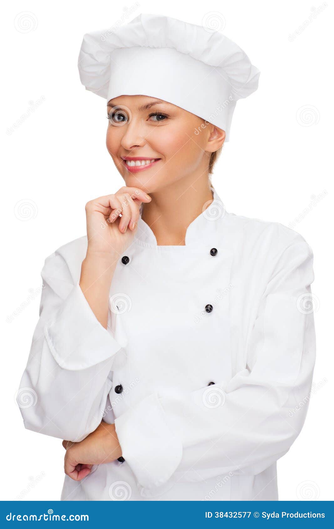 Smiling Female Chef Dreaming Stock Image - Image of idea, confident ...