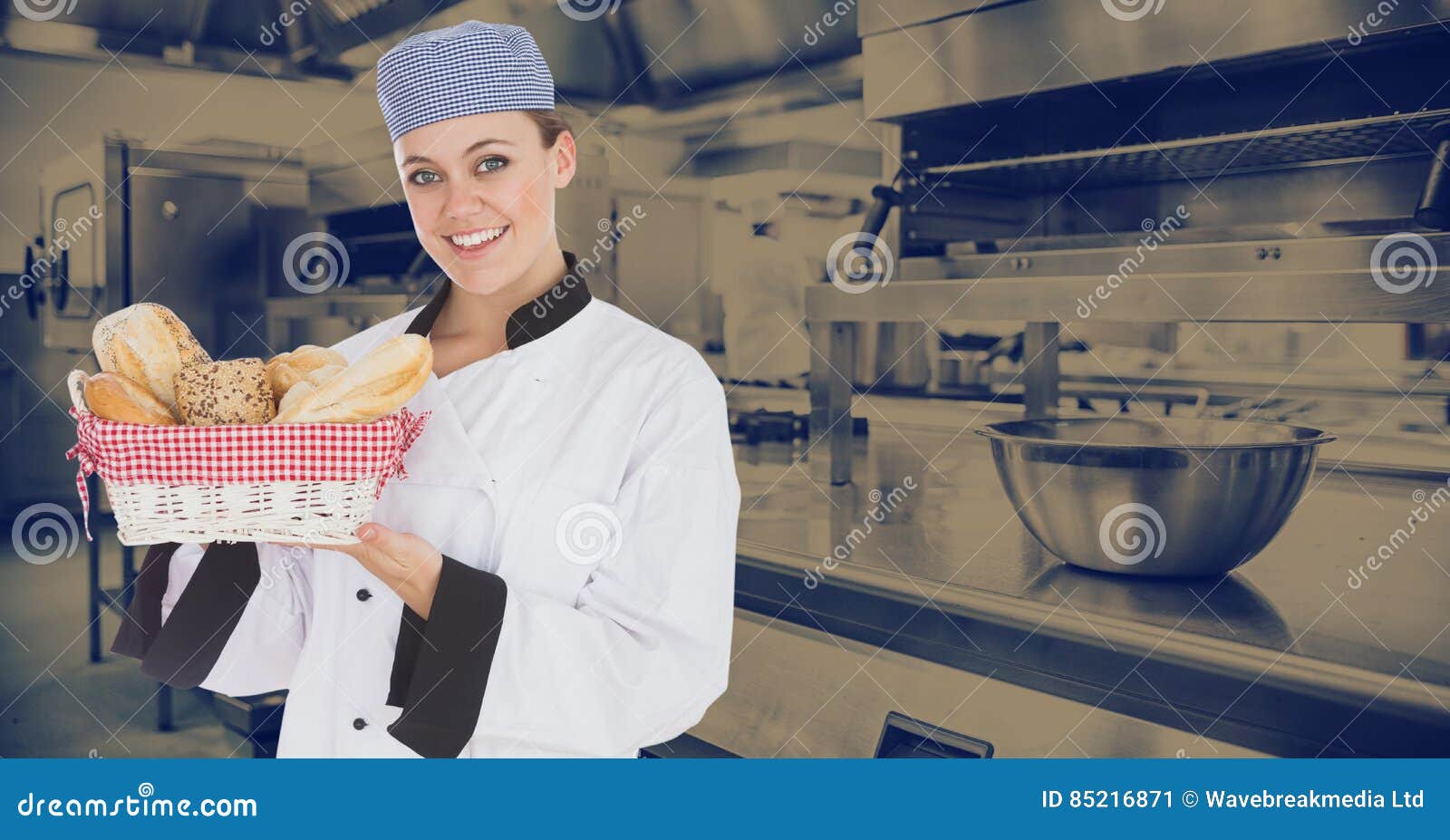 Smiling Female Chef Presenting Food in Kitchen Stock Image - Image of ...