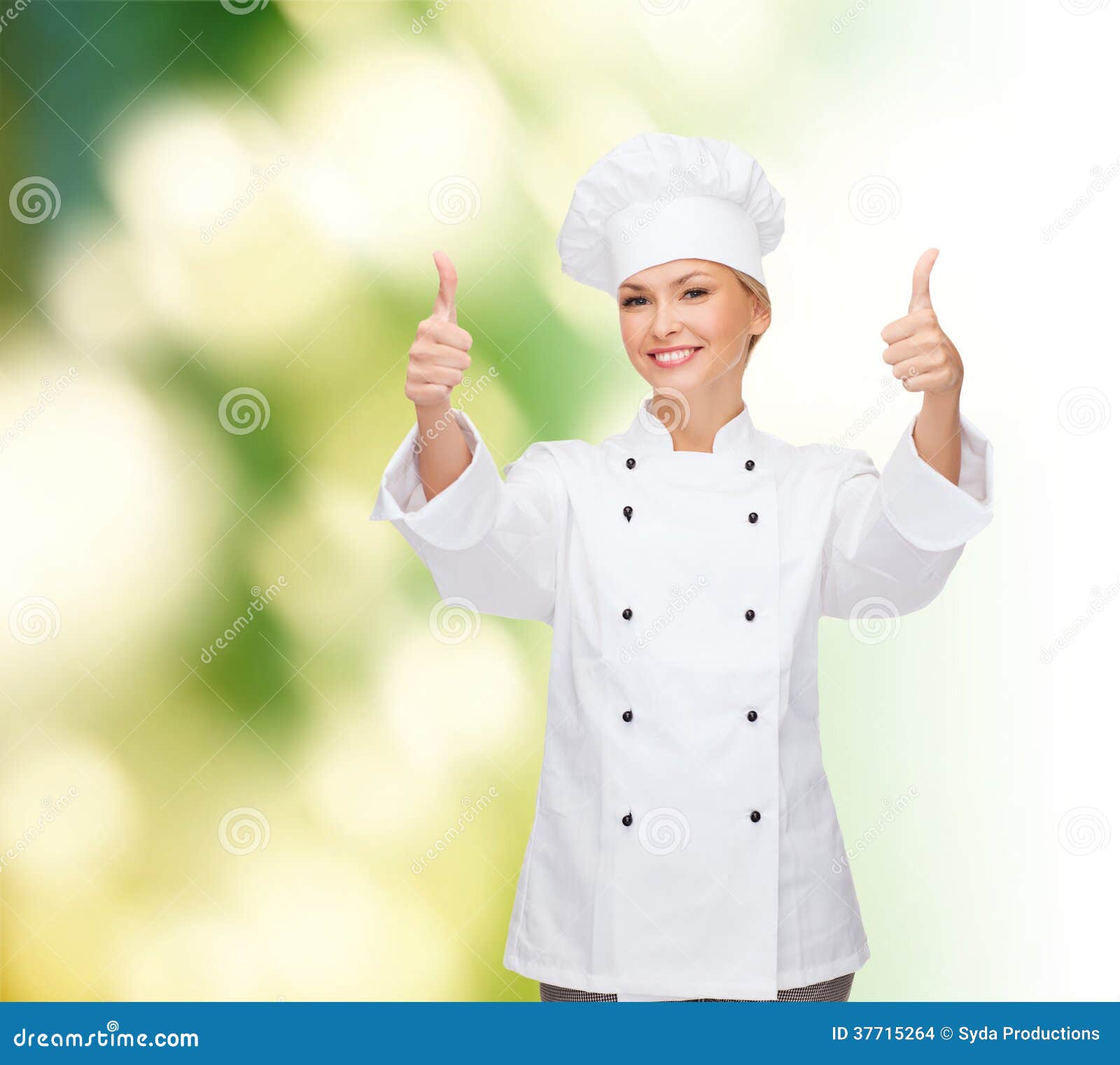 Smiling Female Chef Showing Thumbs Up Stock Photo - Image of female ...