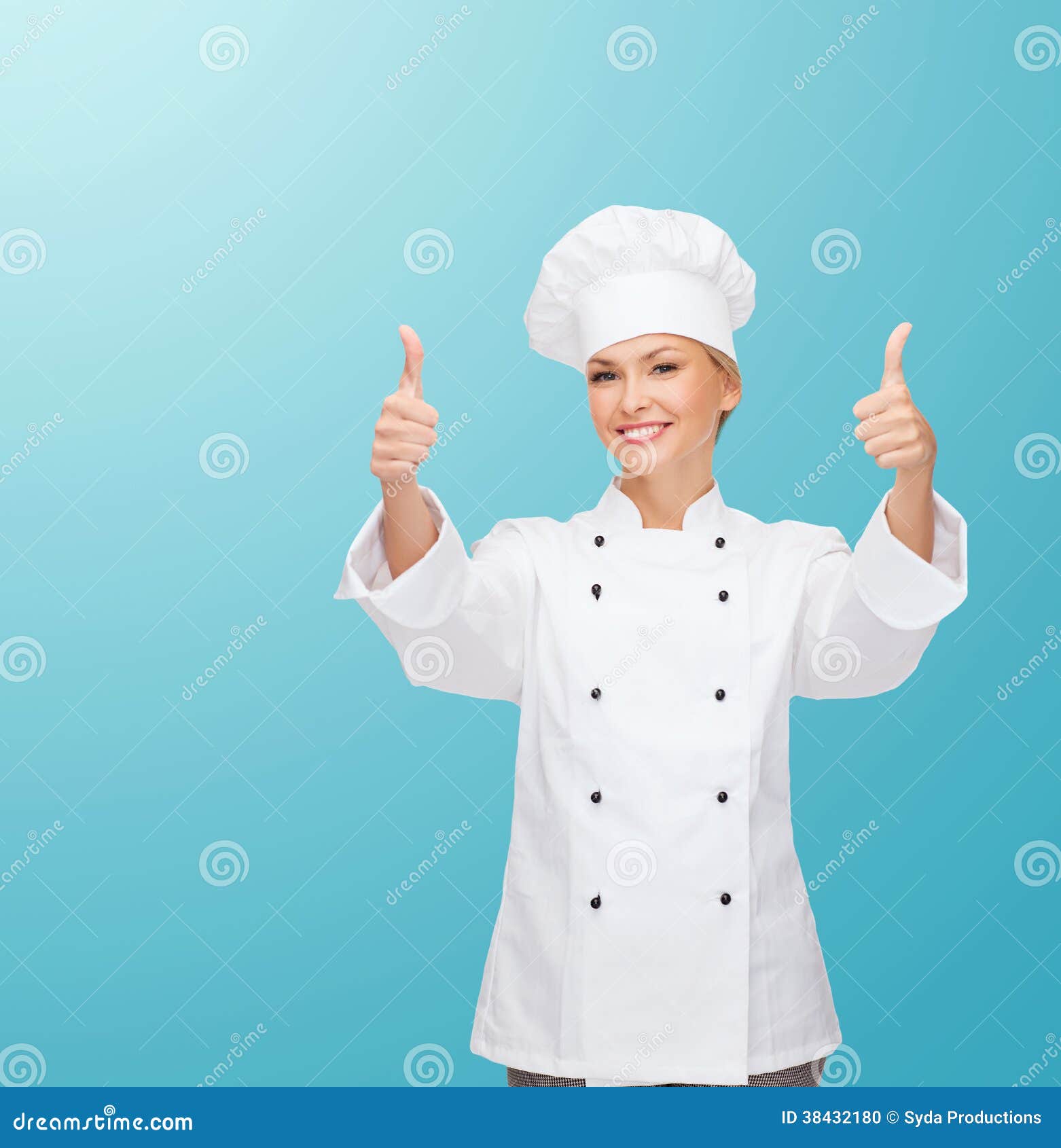 Smiling Female Chef Showing Thumbs Up Stock Photo - Image of person ...