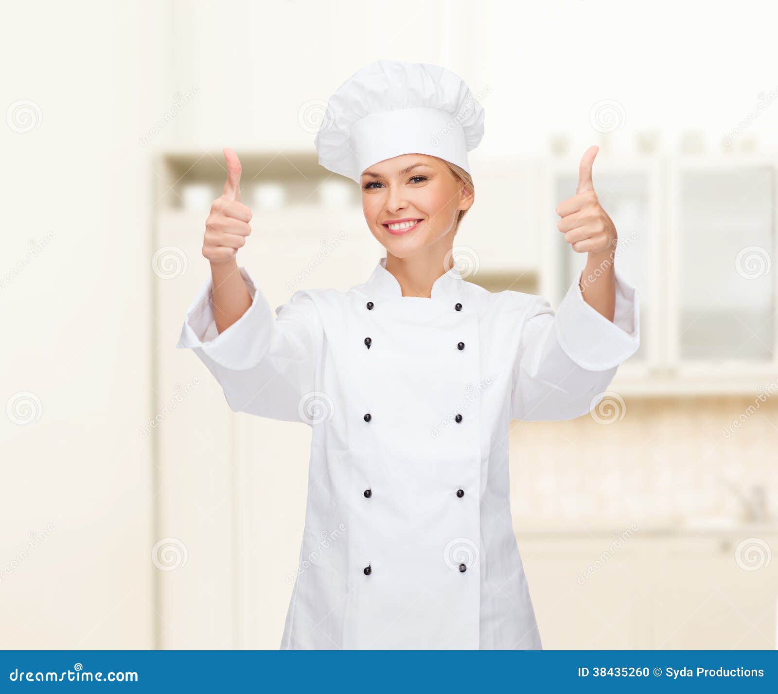 Smiling Female Chef Showing Thumbs Up Stock Photo - Image of adult ...