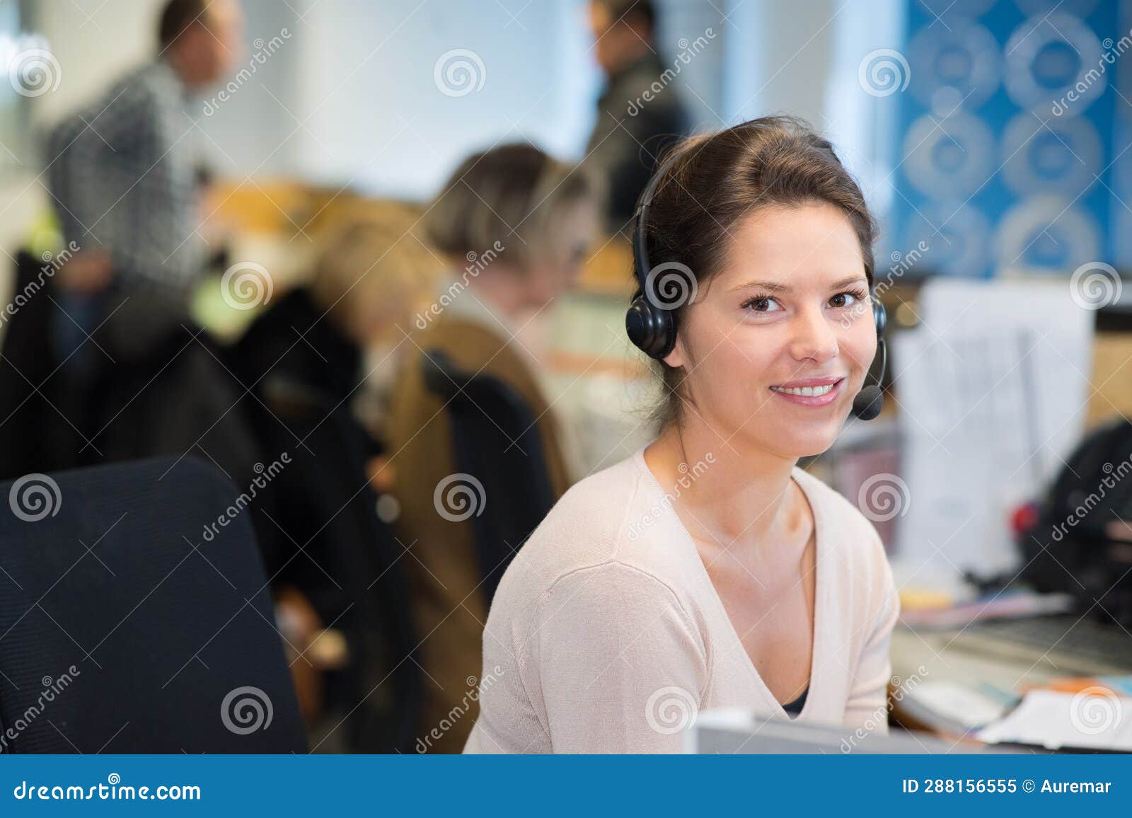 Smiling Female Customer Service Agent Wearing Headset Stock Image ...