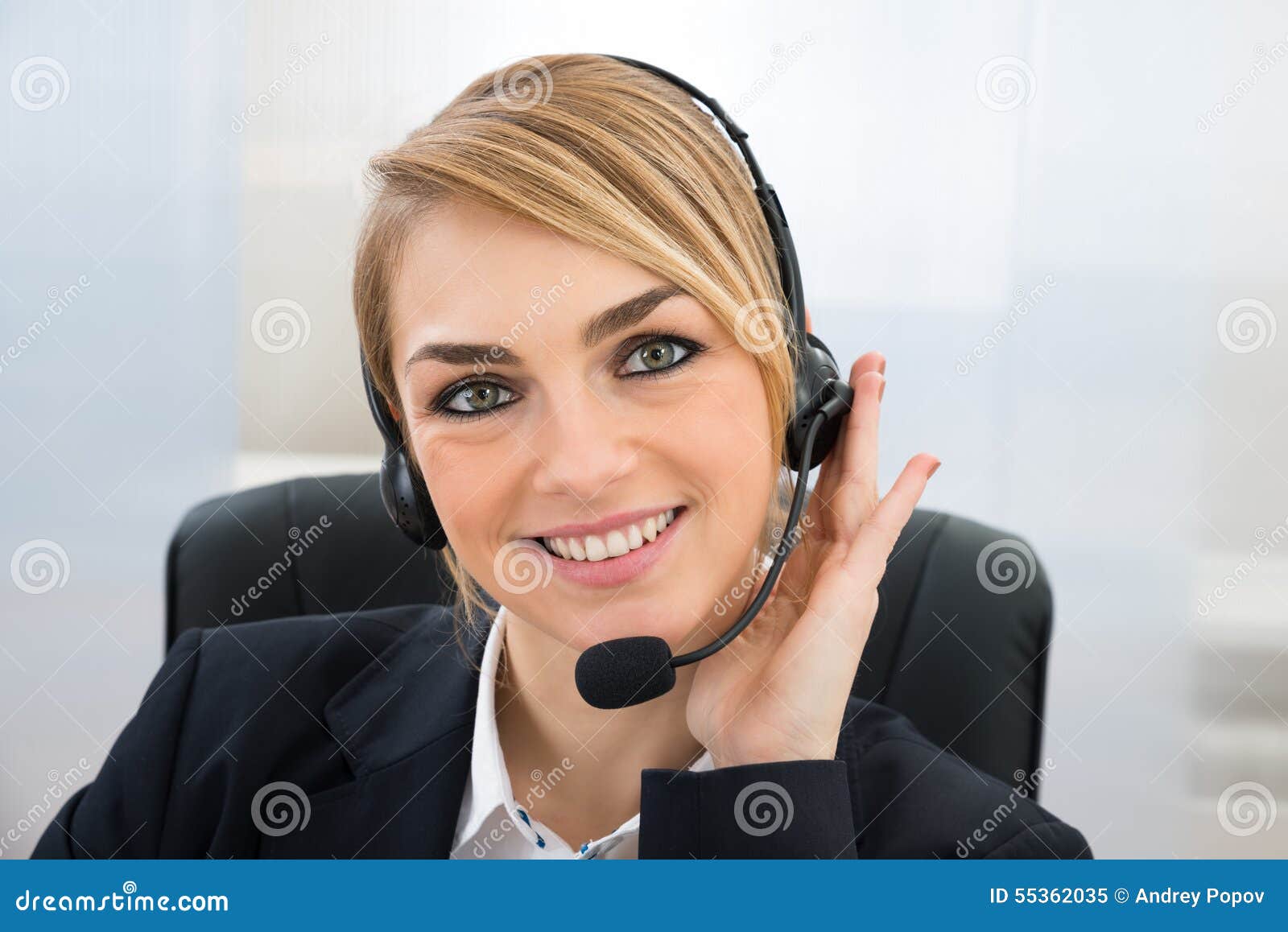 Smiling Female Customer Service Representative Stock Image - Image of ...