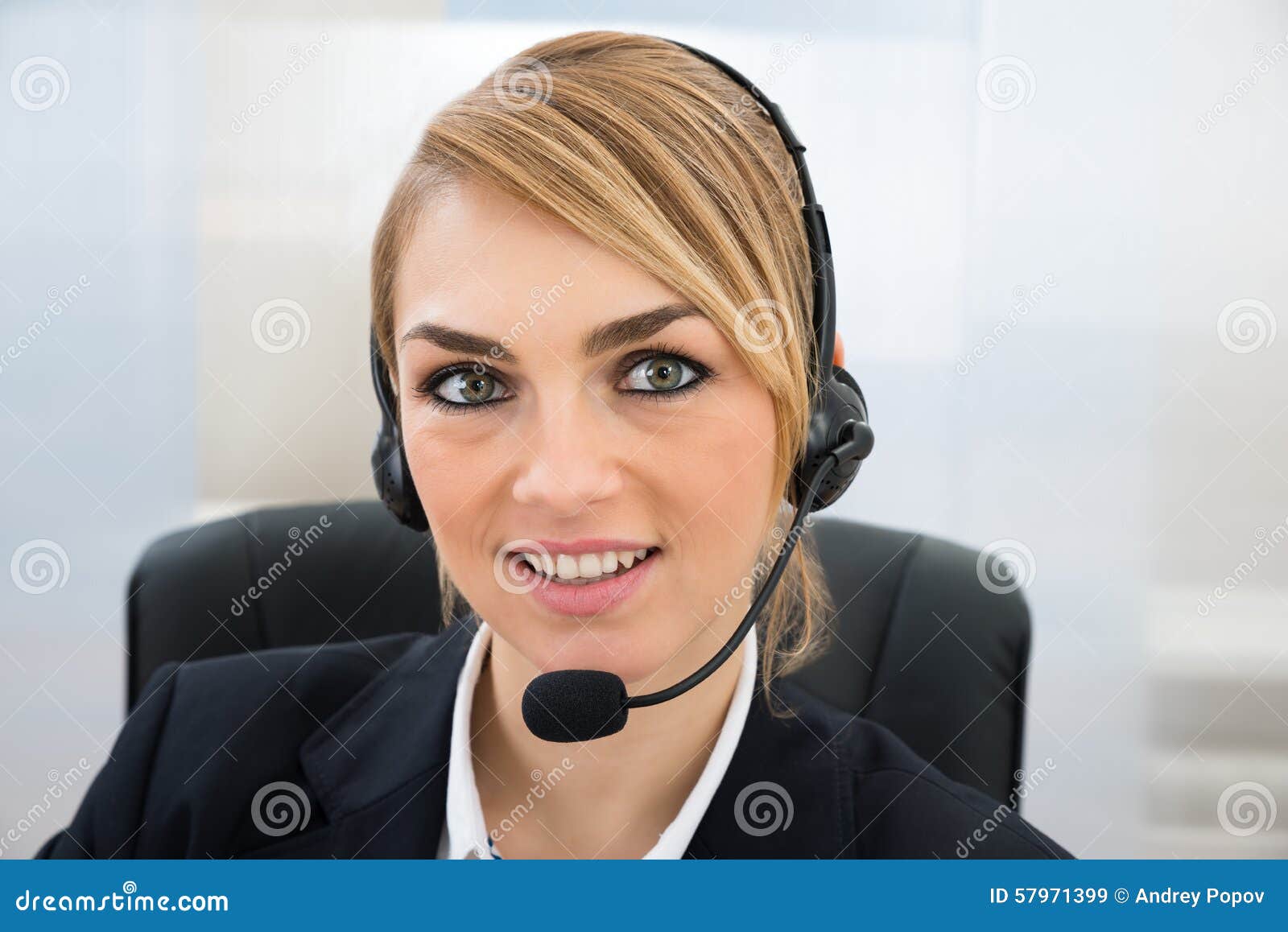 Smiling Female Customer Service Representative Stock Image - Image of ...