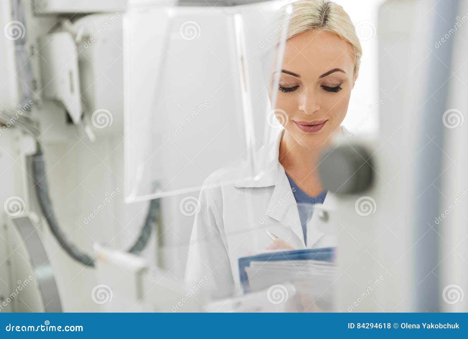 Smiling Female Doctor Doing Her Work Stock Photo - Image of concerned ... Smiling Female Doctor Doing Her Work Stock Photo - Image of concerned ...