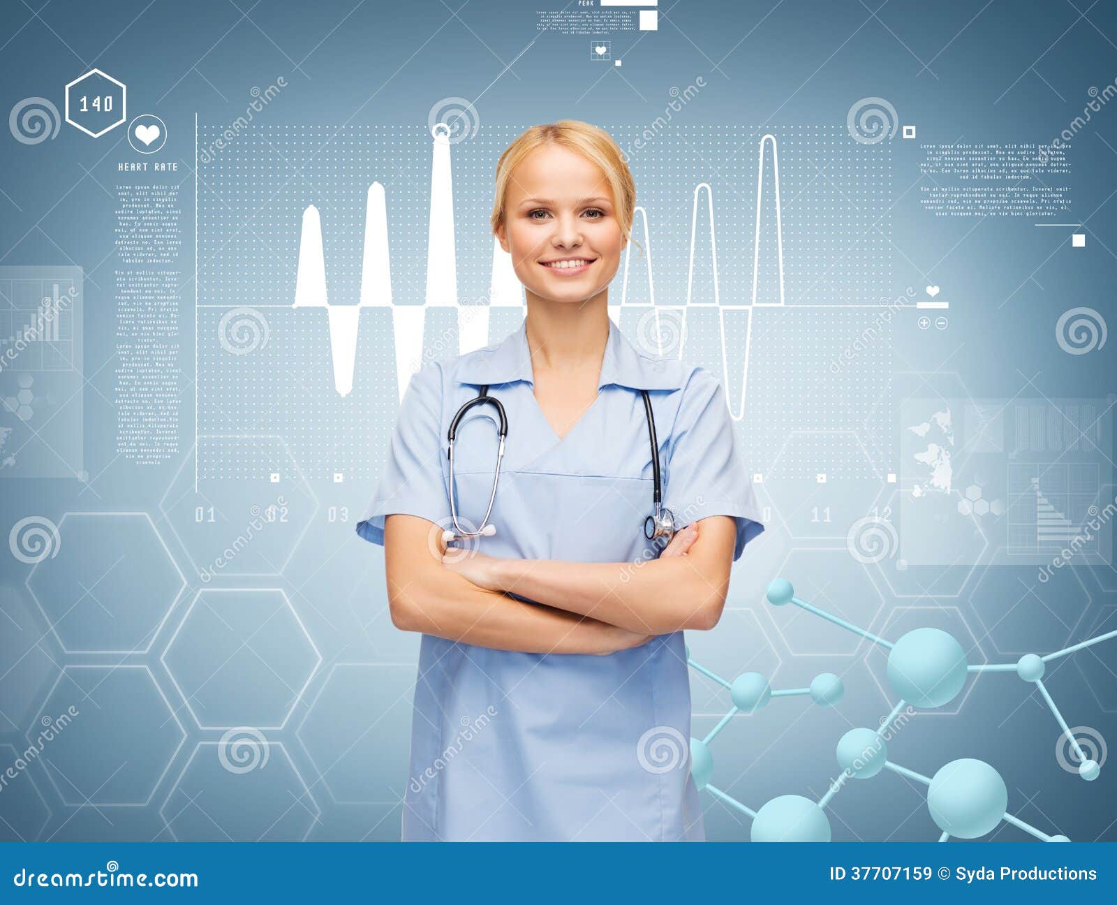 Smiling Female Doctor or Nurse with Stethoscope Stock Image - Image of ...
