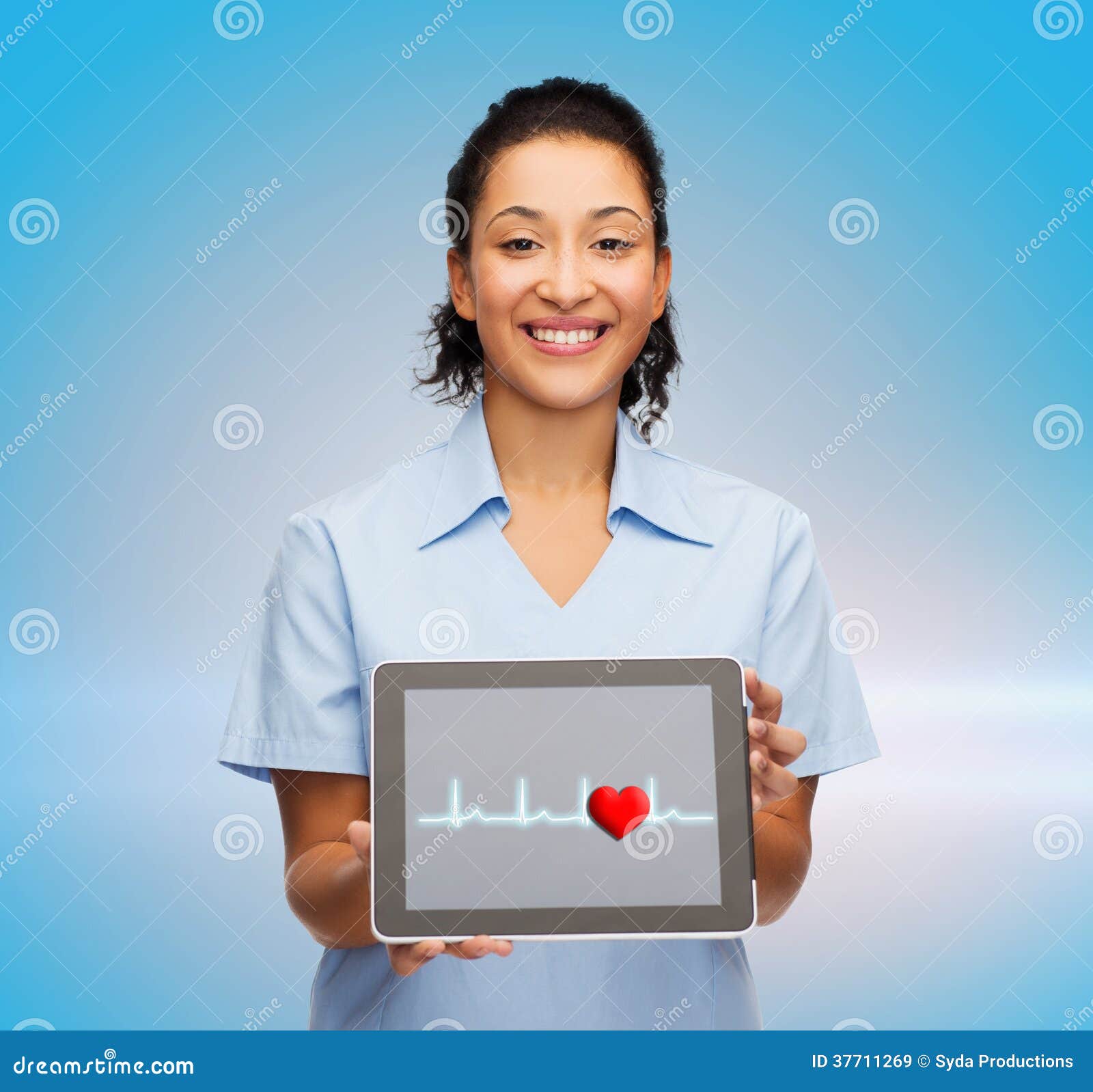 Smiling Female Doctor or Nurse with Tablet Pc Stock Image - Image of ...