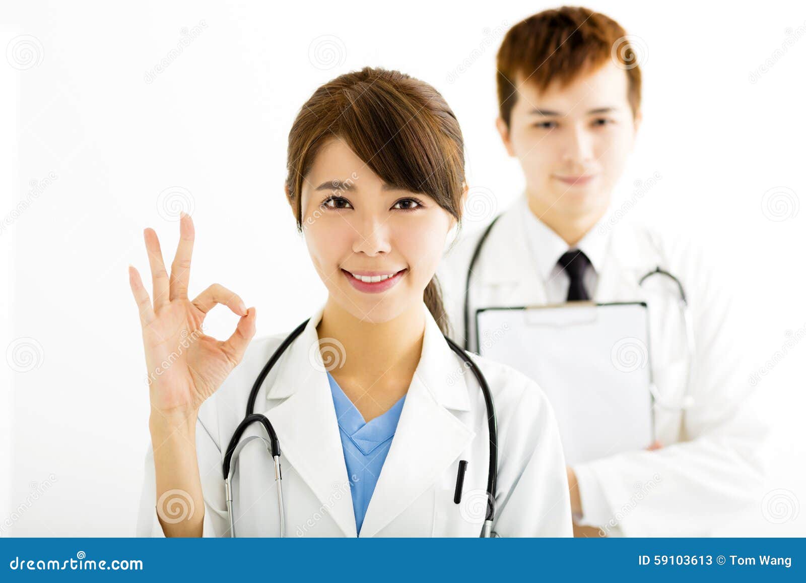 Smiling Female Doctor with Ok Gesture Stock Image - Image of asian ...