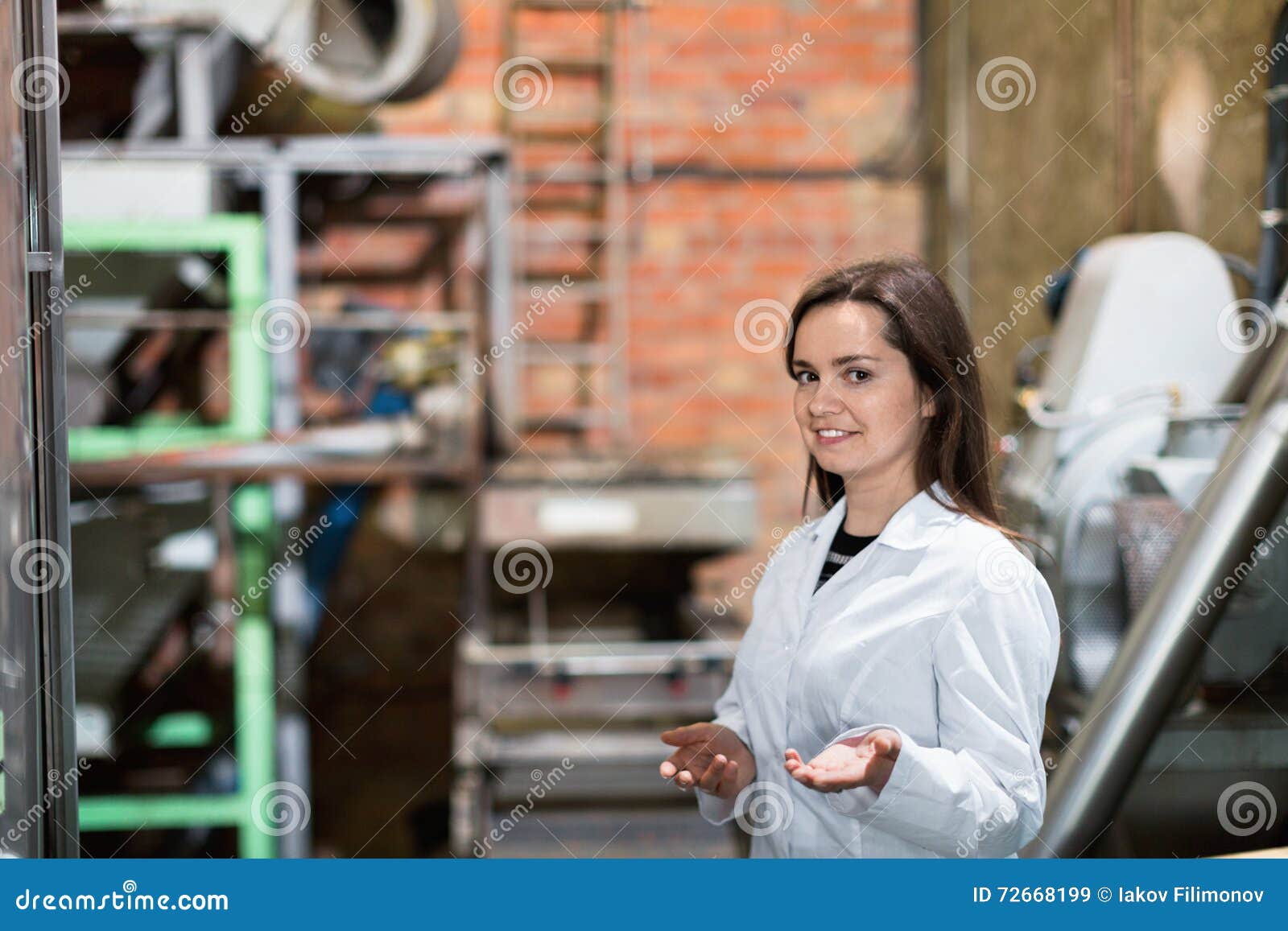 Smiling Female Engineer with Olive Devices Stock Image - Image of ...