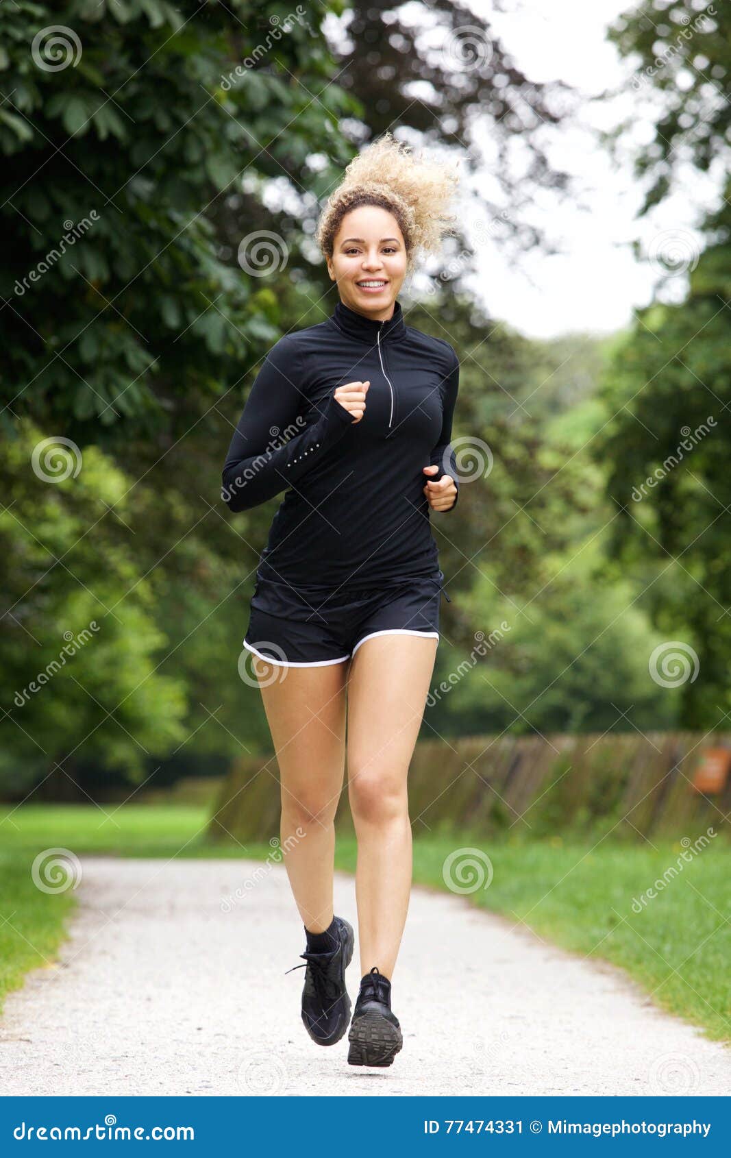 Smiling Female Jogger Outdoors for Workout Stock Image - Image of ...
