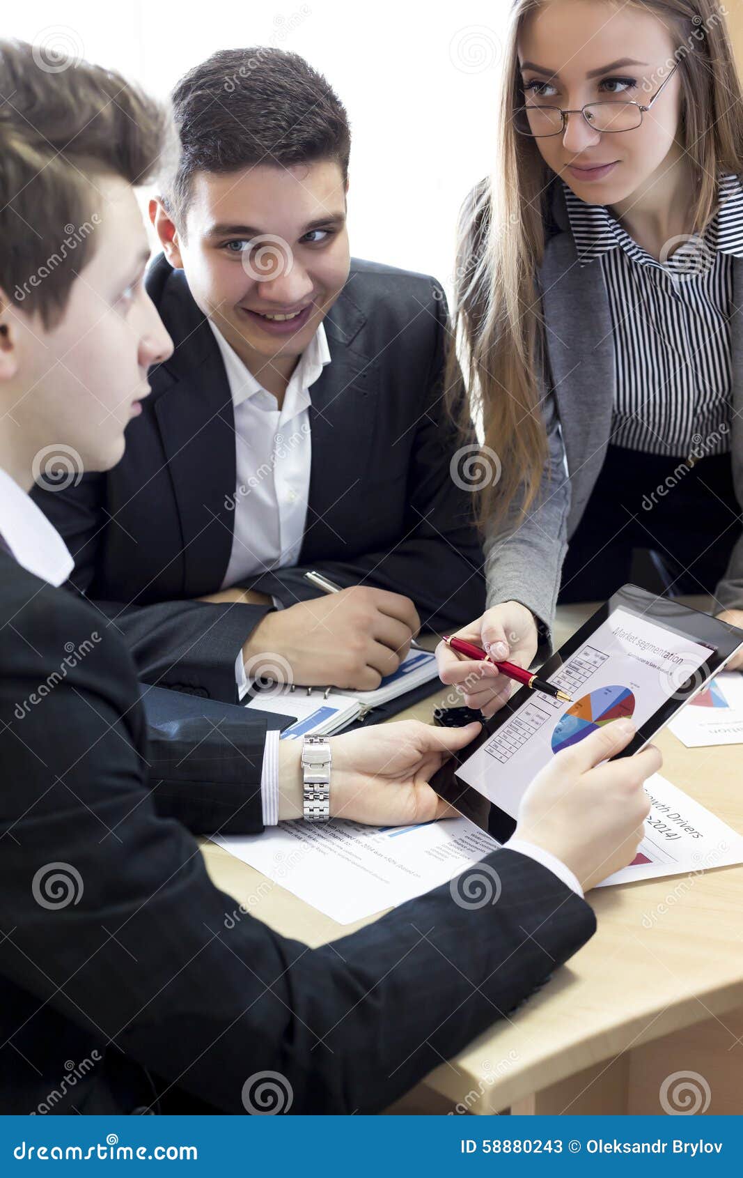 Smiling Female Manager Explains Corporate Data To Stock Image - Image ...