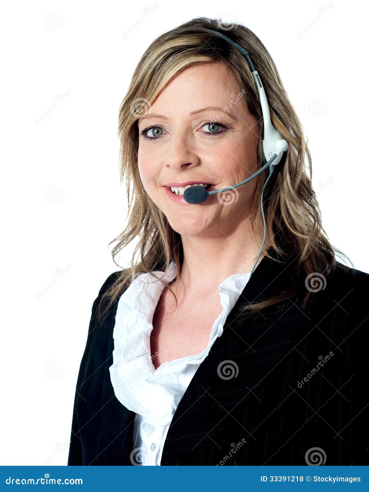 Smiling Female Operator. Close Up Shot Stock Photo - Image of ...