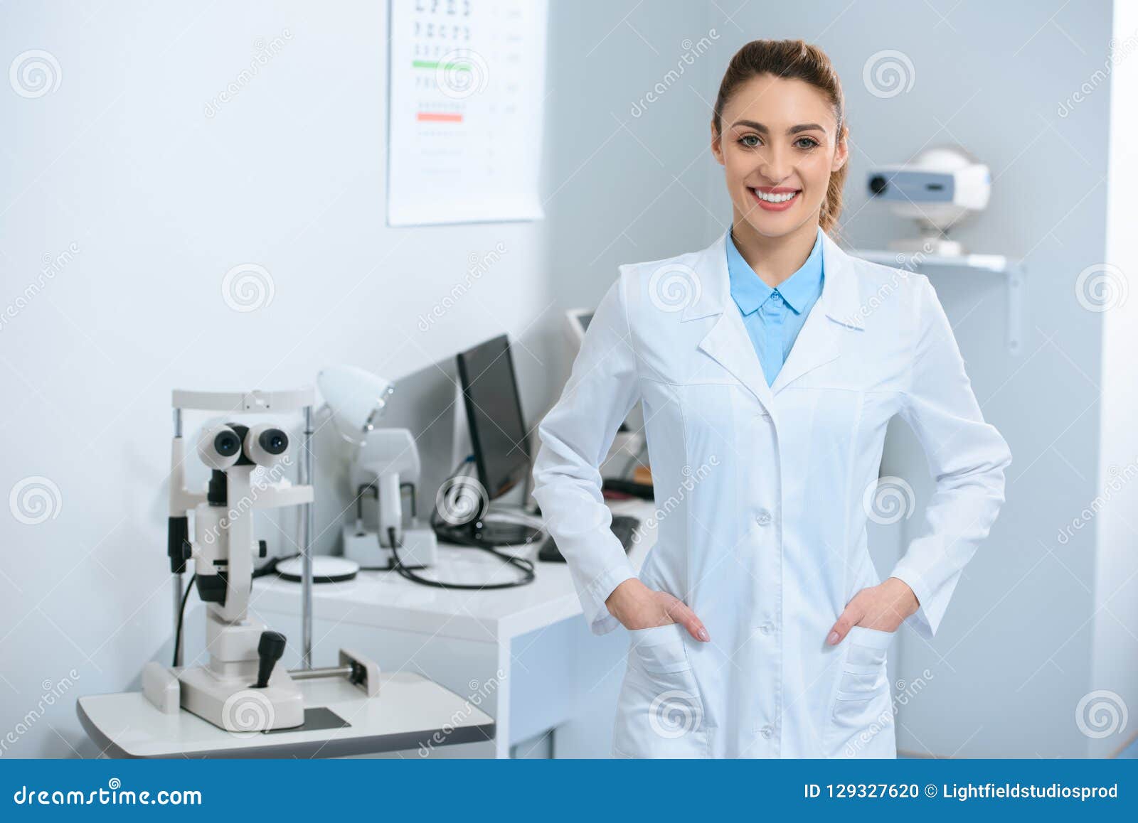 Smiling Female Optometrist Posing Stock Photo - Image of ophthalmology ...