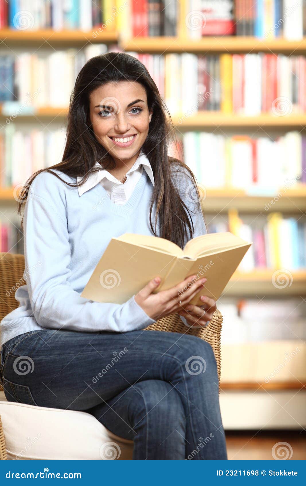 Smiling female student stock photo. Image of people, library - 23211698