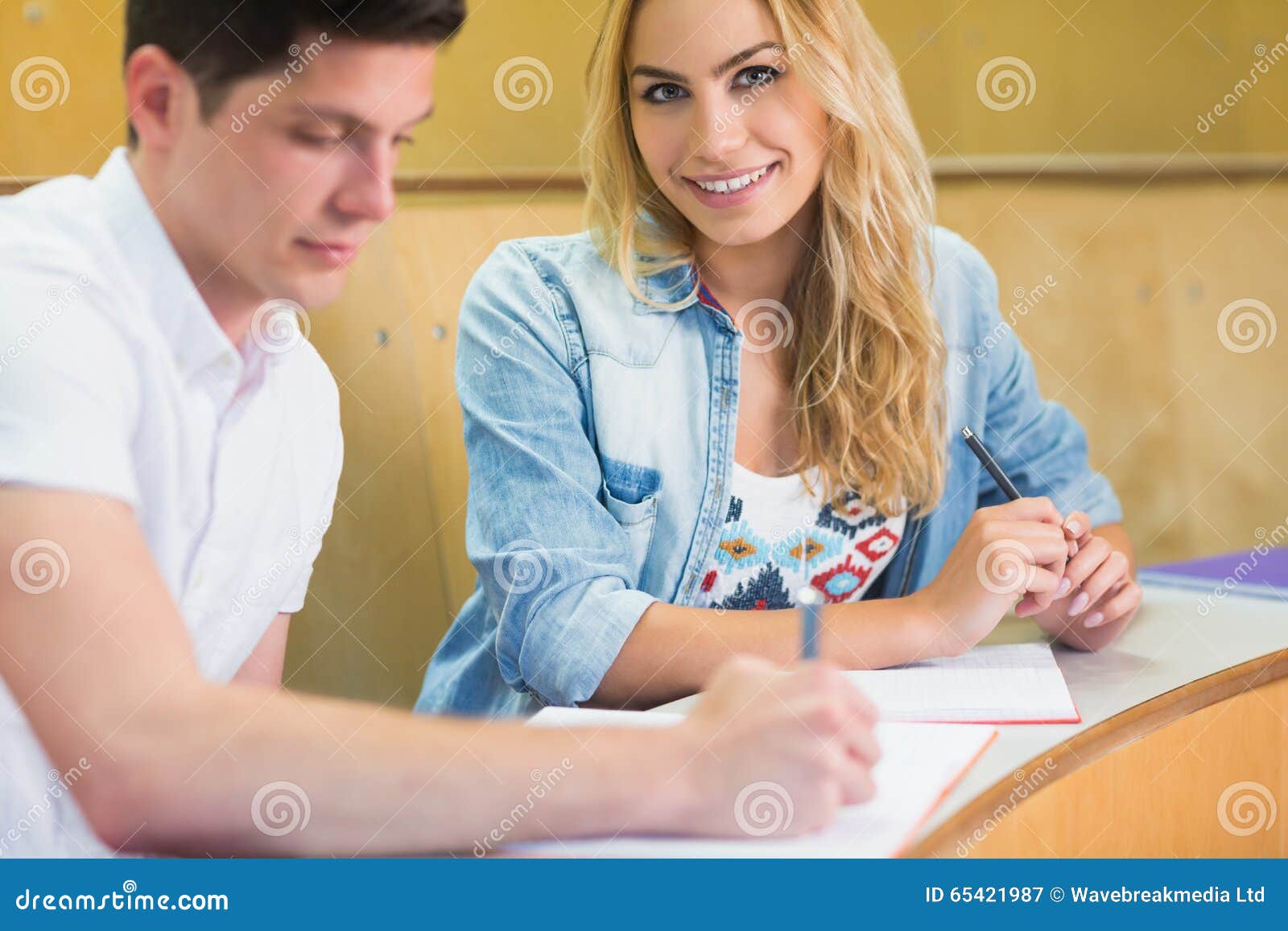 Smiling Female Students Looking at Camera Stock Image - Image of ...