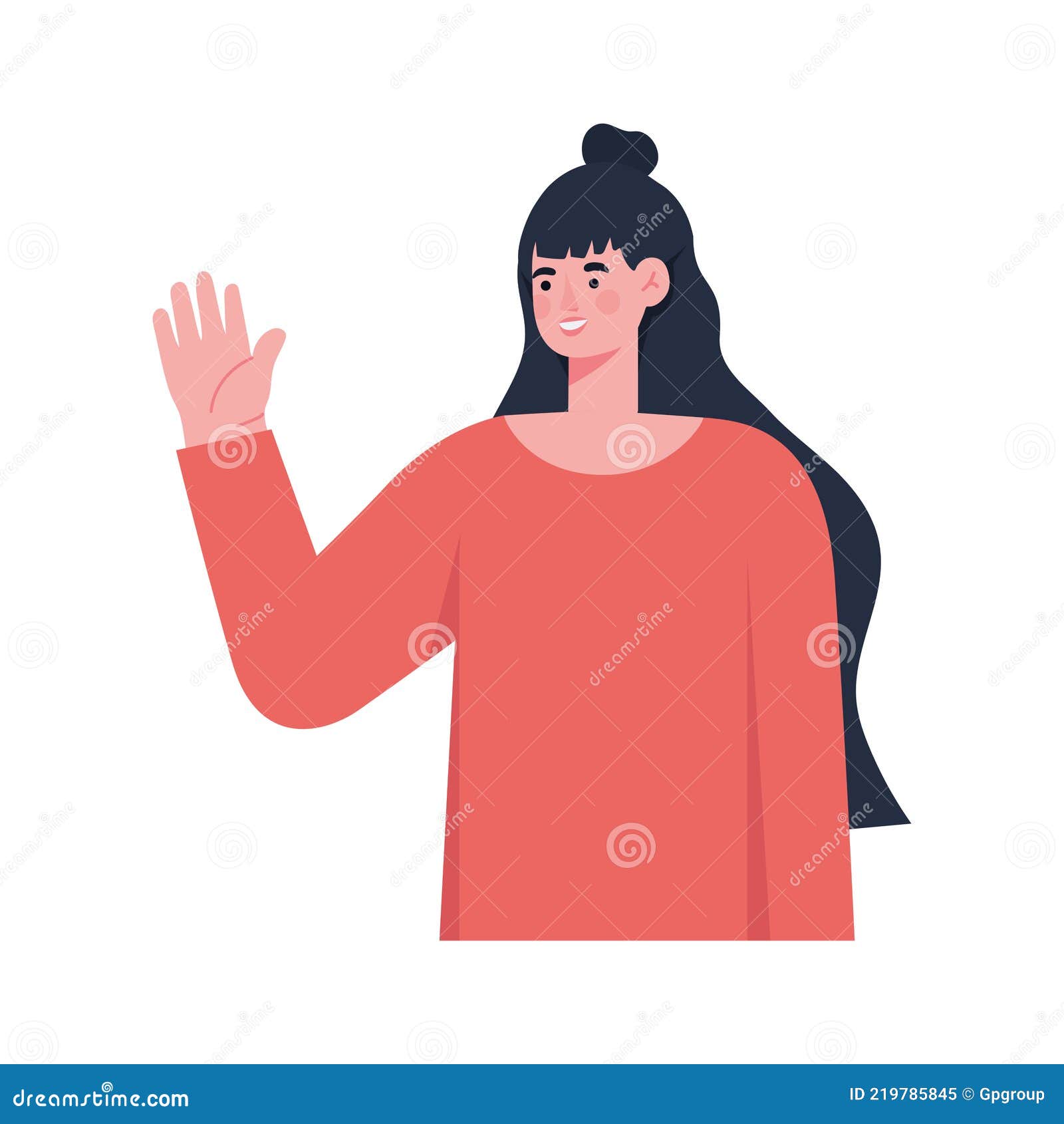 Smiling female waving stock vector. Illustration of caucasian - 219785845