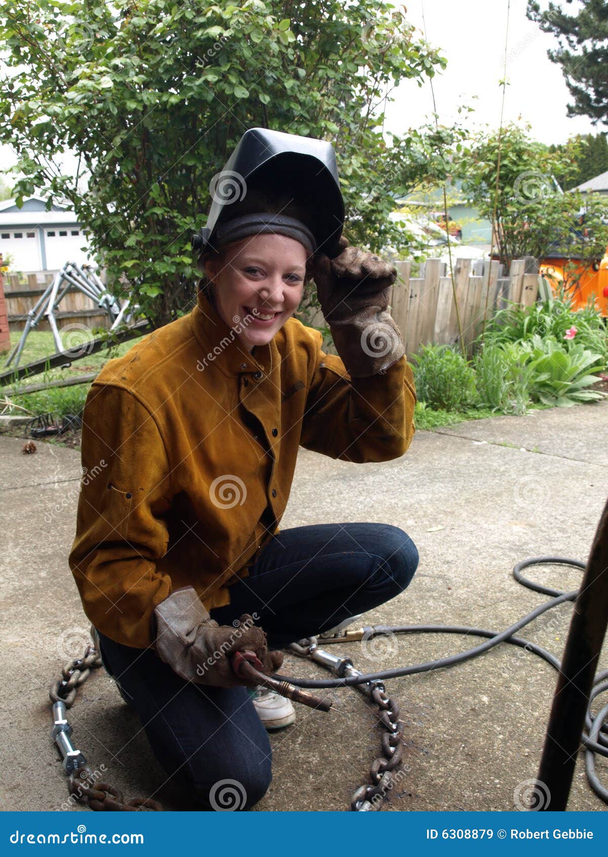Smiling Female Welder stock image. Image of happy, person - 6308879