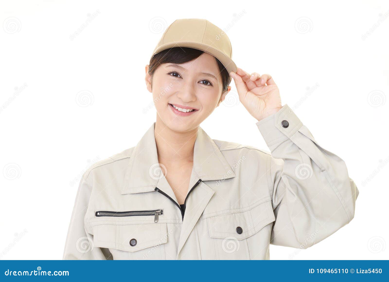Smiling female worker stock photo. Image of face, chores - 109465110