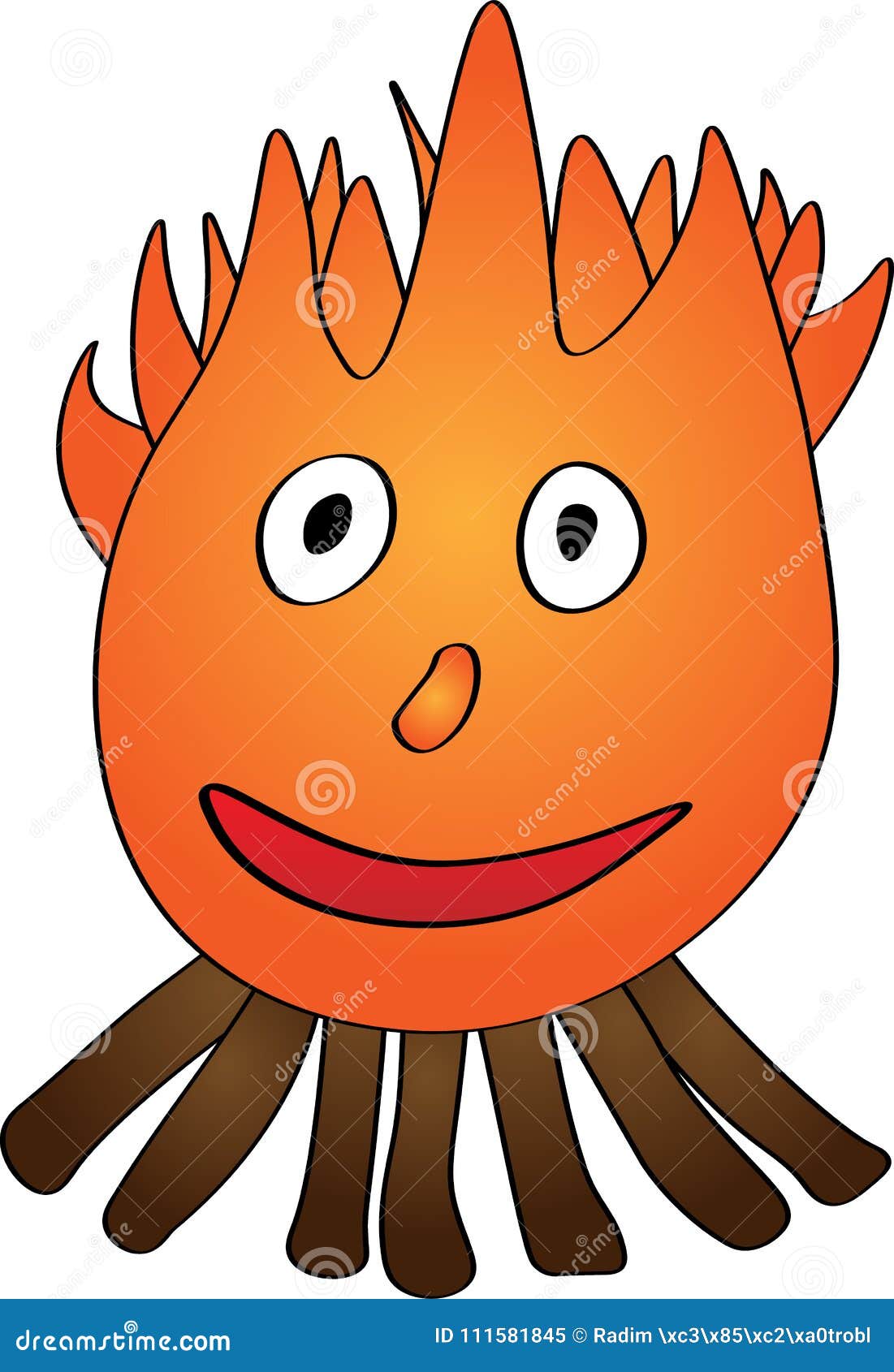The Smiling Fire - Illustration Stock Vector - Illustration of comic ...