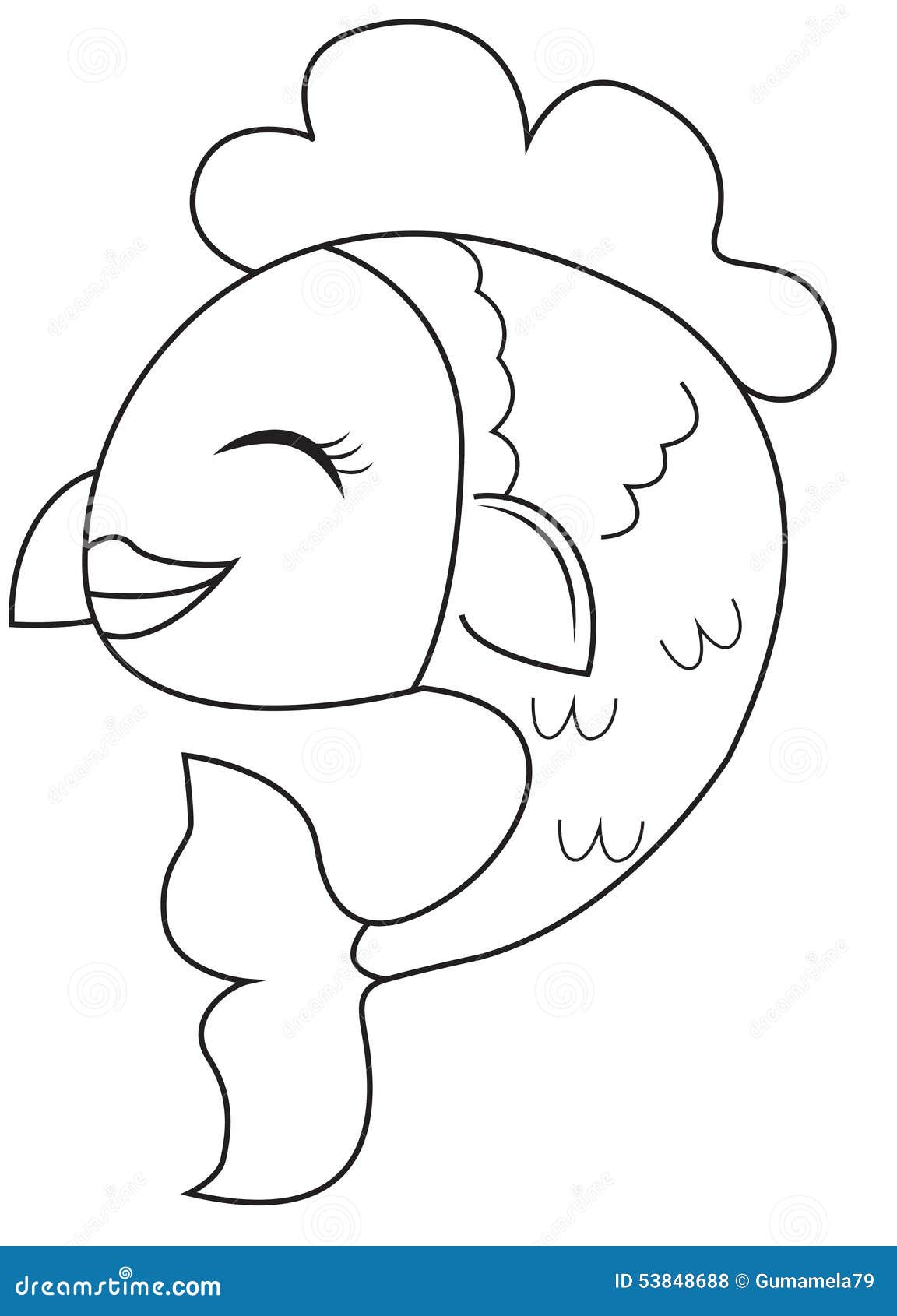 Smiling fish coloring page stock illustration. Illustration of child ...