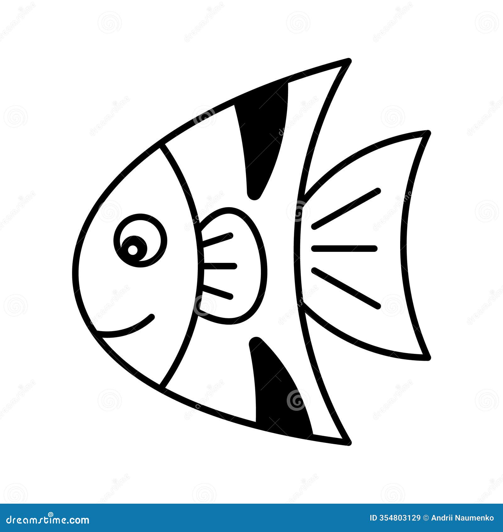 Smiling Fish Outline Vector Illustration Stock Illustration ...