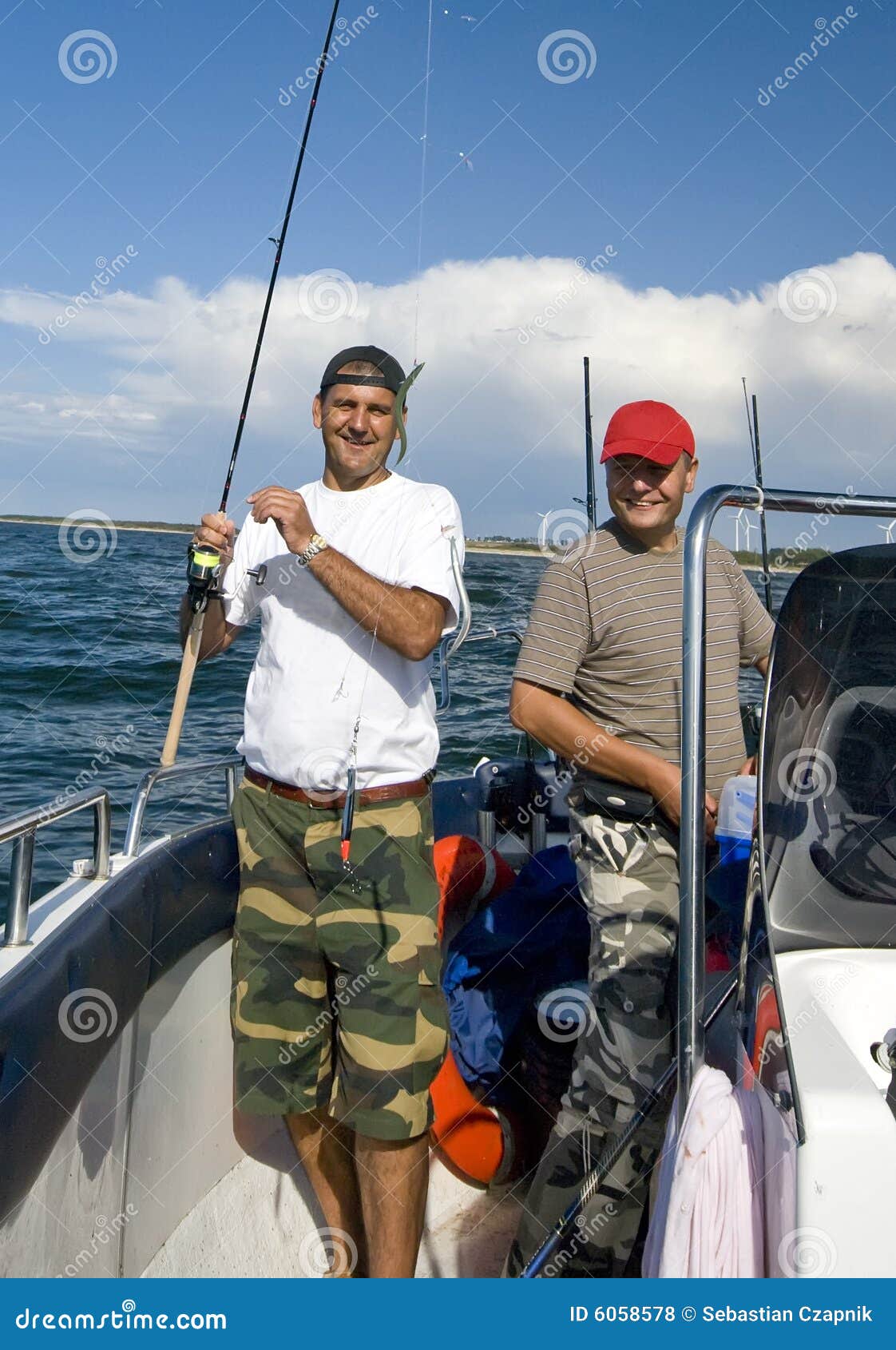 Smiling fishermen stock photo. Image of happy, boat, pleased - 6058578