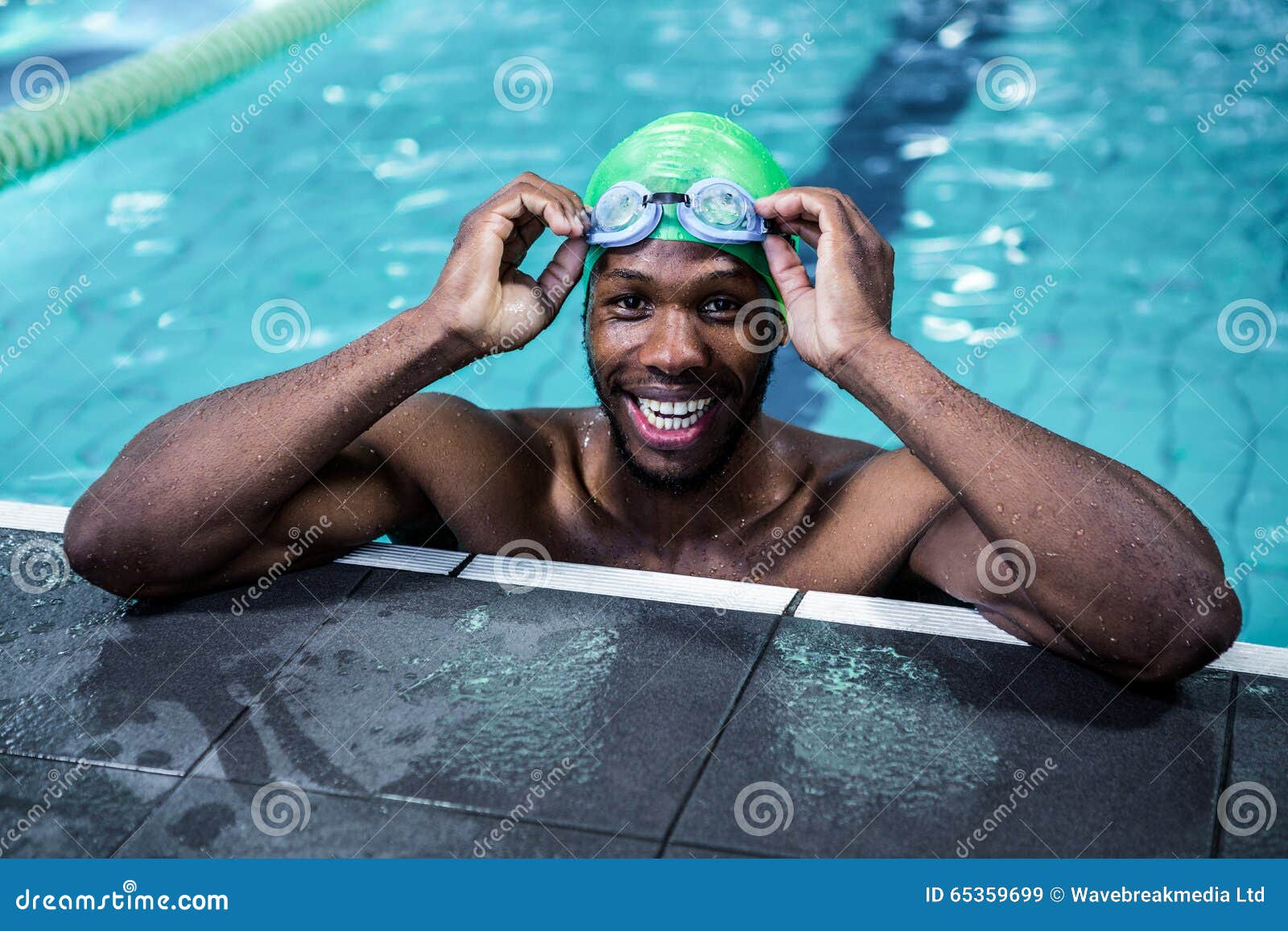 Smiling Fit Man in the Swimming Pool Stock Image - Image of happy ...