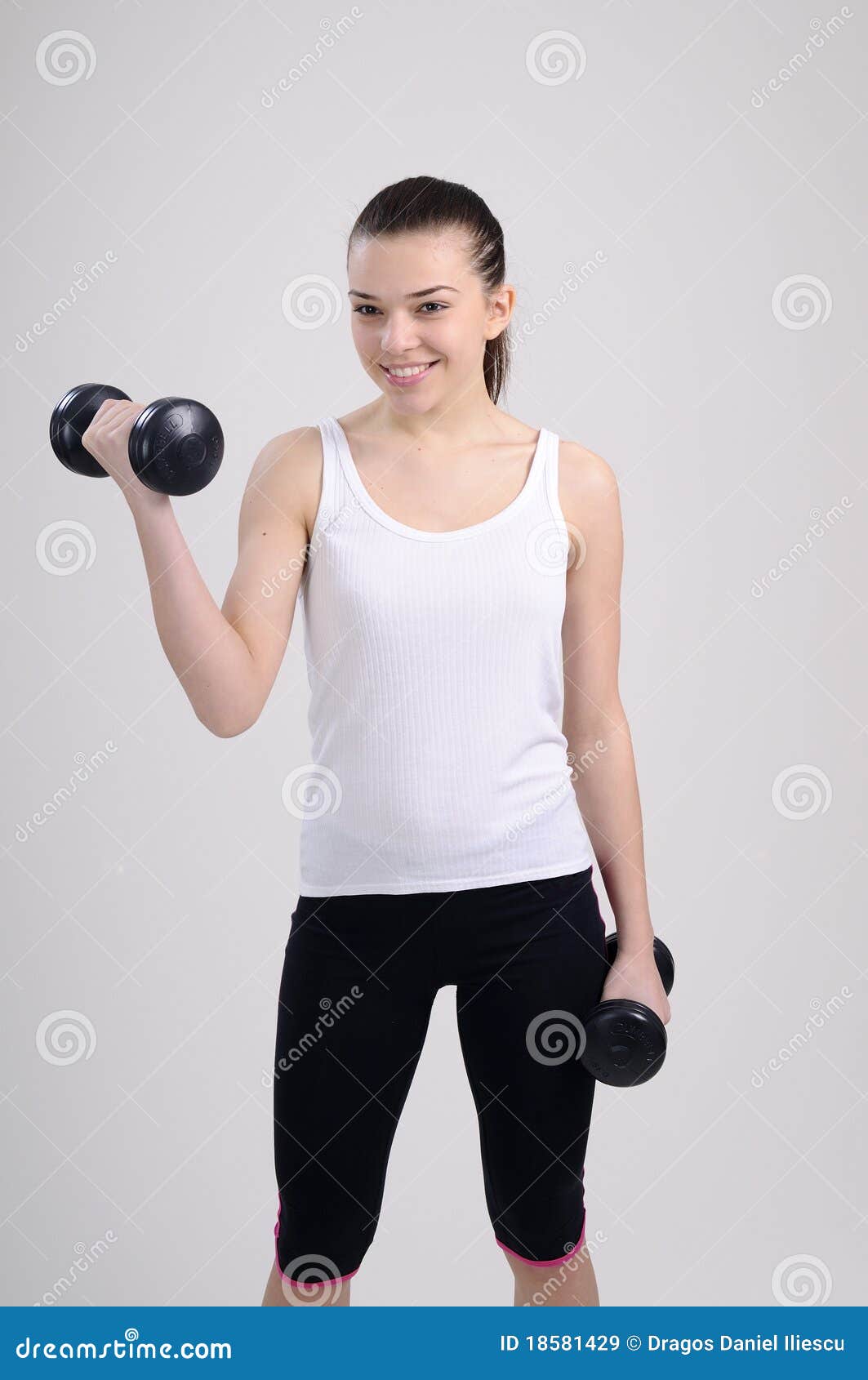Smiling Fitness Trainer Exercising Stock Image - Image of hands ...
