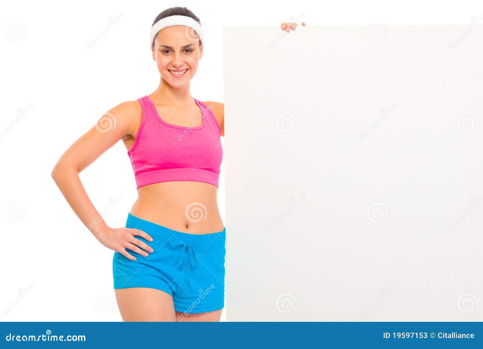 Smiling Fitness Young Girl Holding Blank Billboard Stock Image - Image ... Smiling Fitness Young Girl Holding Blank Billboard Stock Image - Image ...